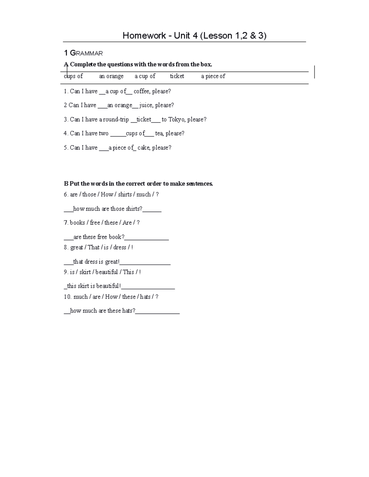 Homework 2 - unit 4 - tarea - Homework - Unit 4 (Lesson 1,2 & 3) 1 ...