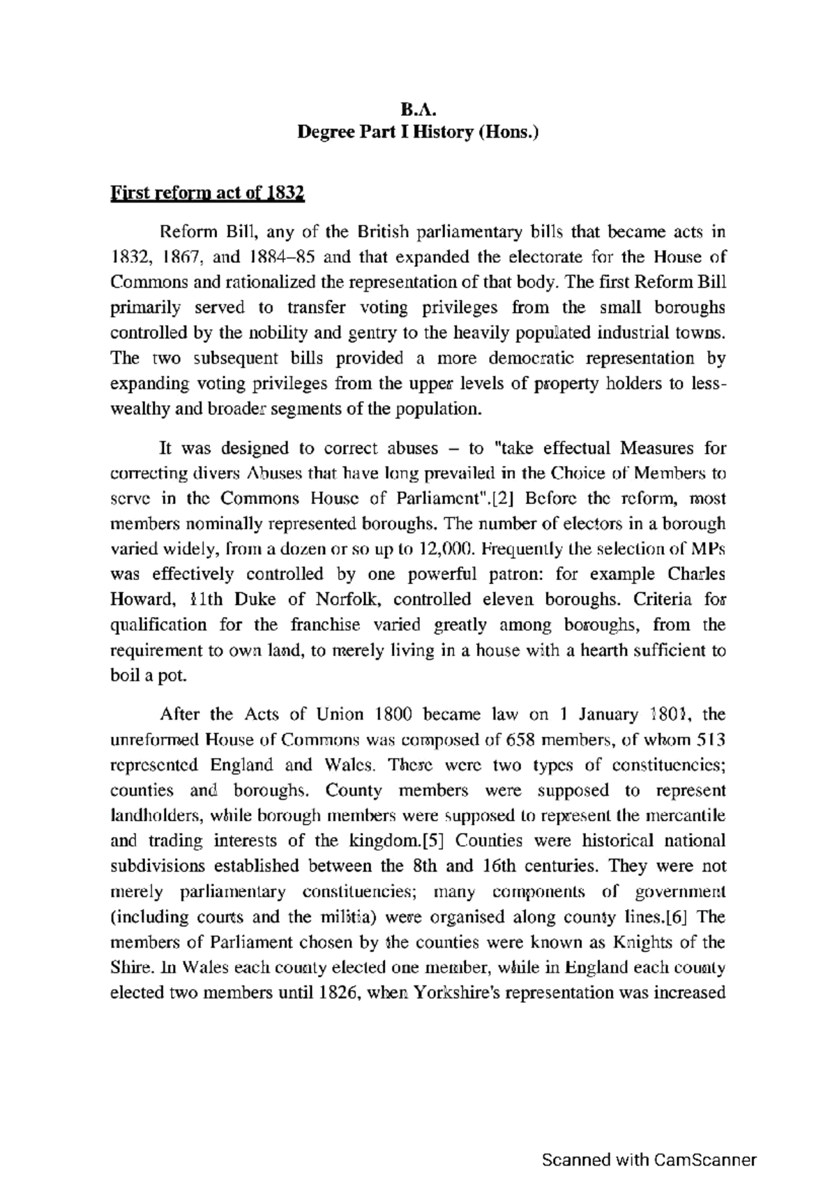 First reform act of 1832 - biology - Studocu