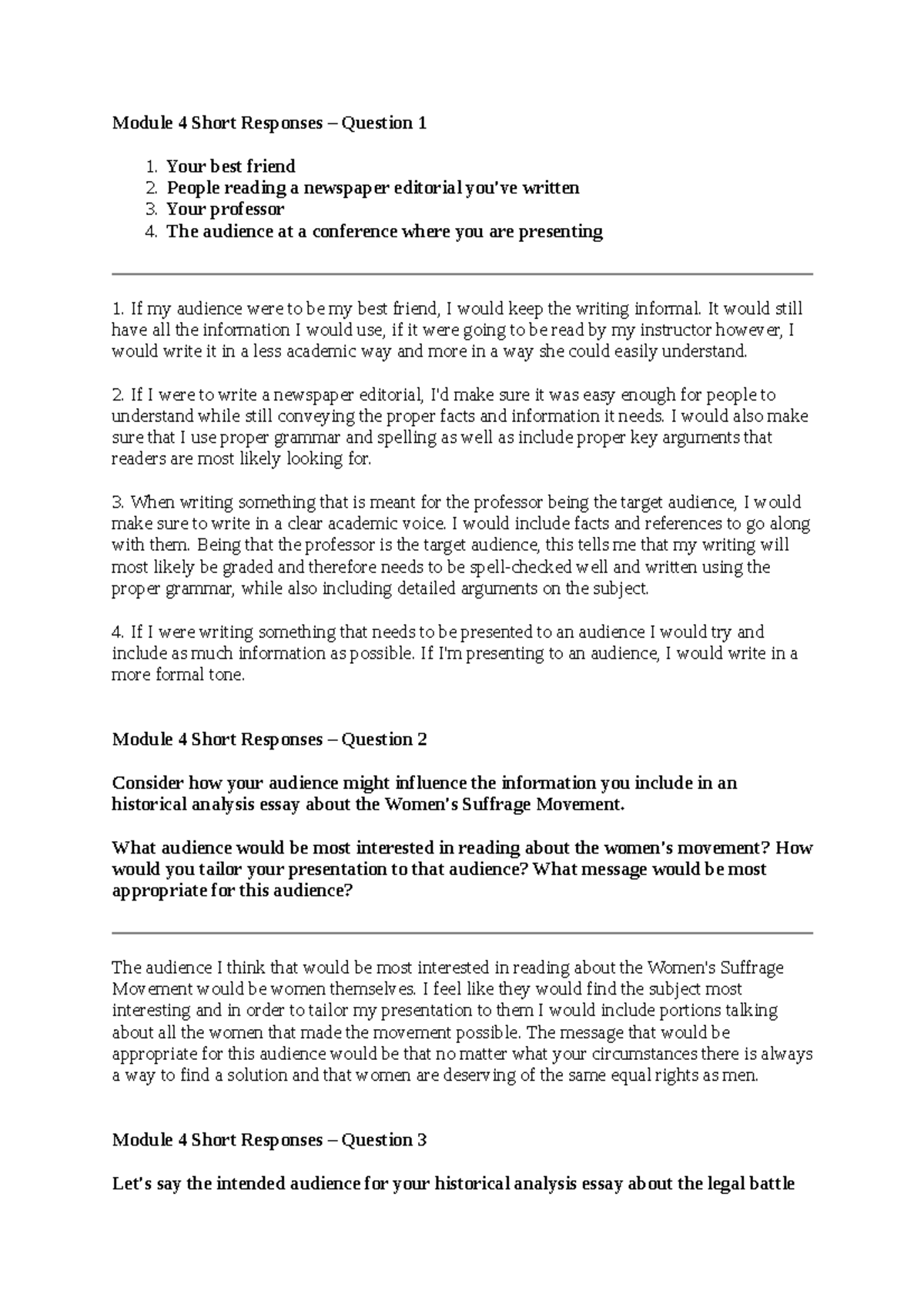 Jaymi Davis module 4 short response - Module 4 Short Responses ...