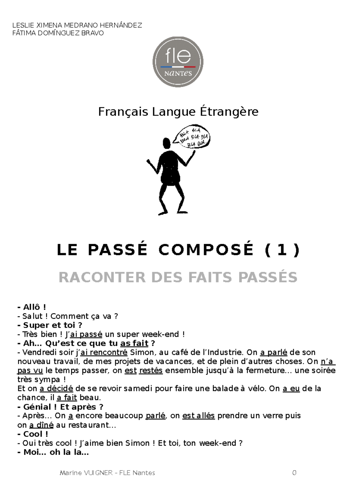 Devoir passe compose exercices- FÁTIMA DOMÍNGUEZ BRAVO Français Langue ...