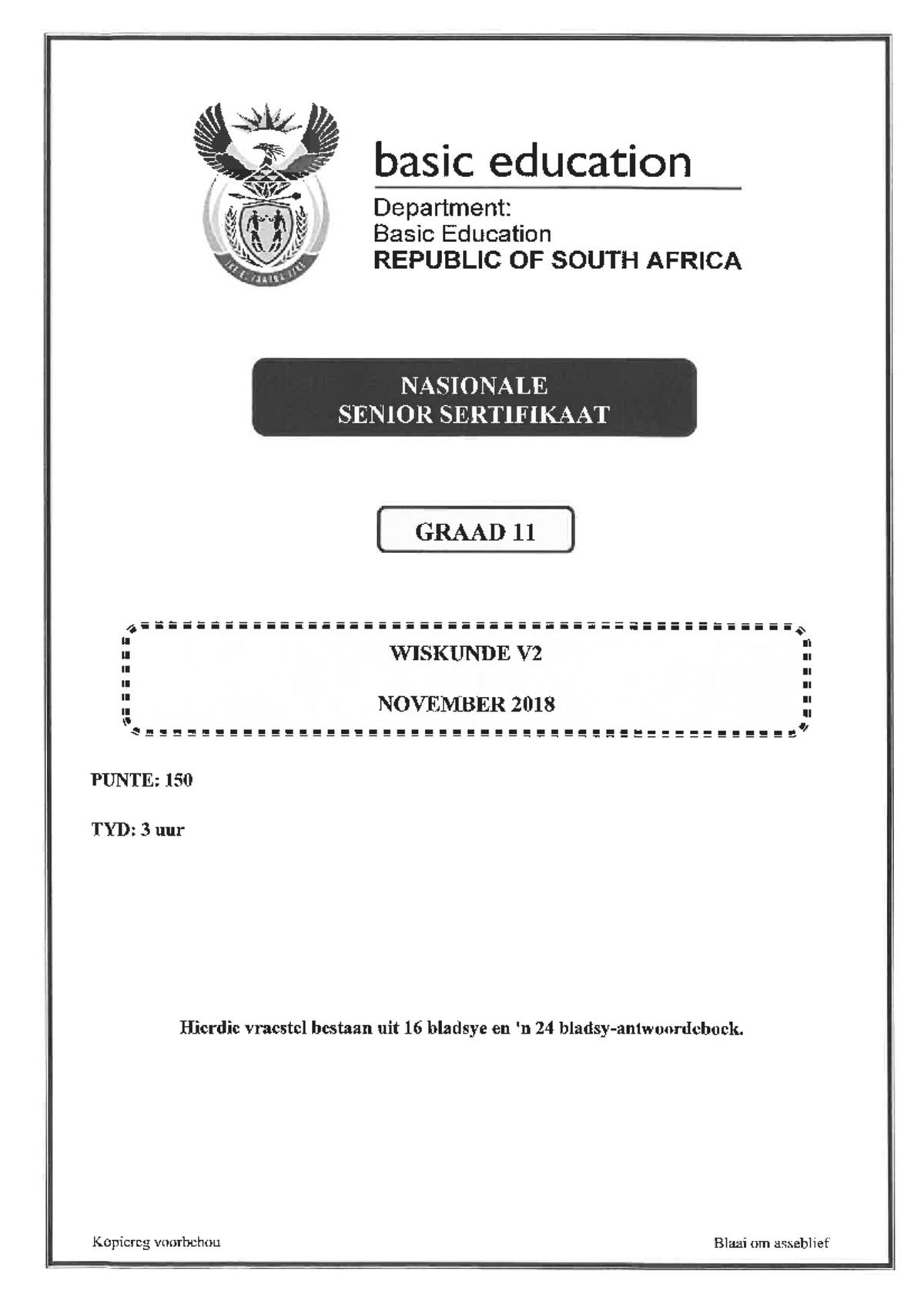 Mathematics P2 Grade 11 Nov 2018 Afr - Phy 255 - Studocu