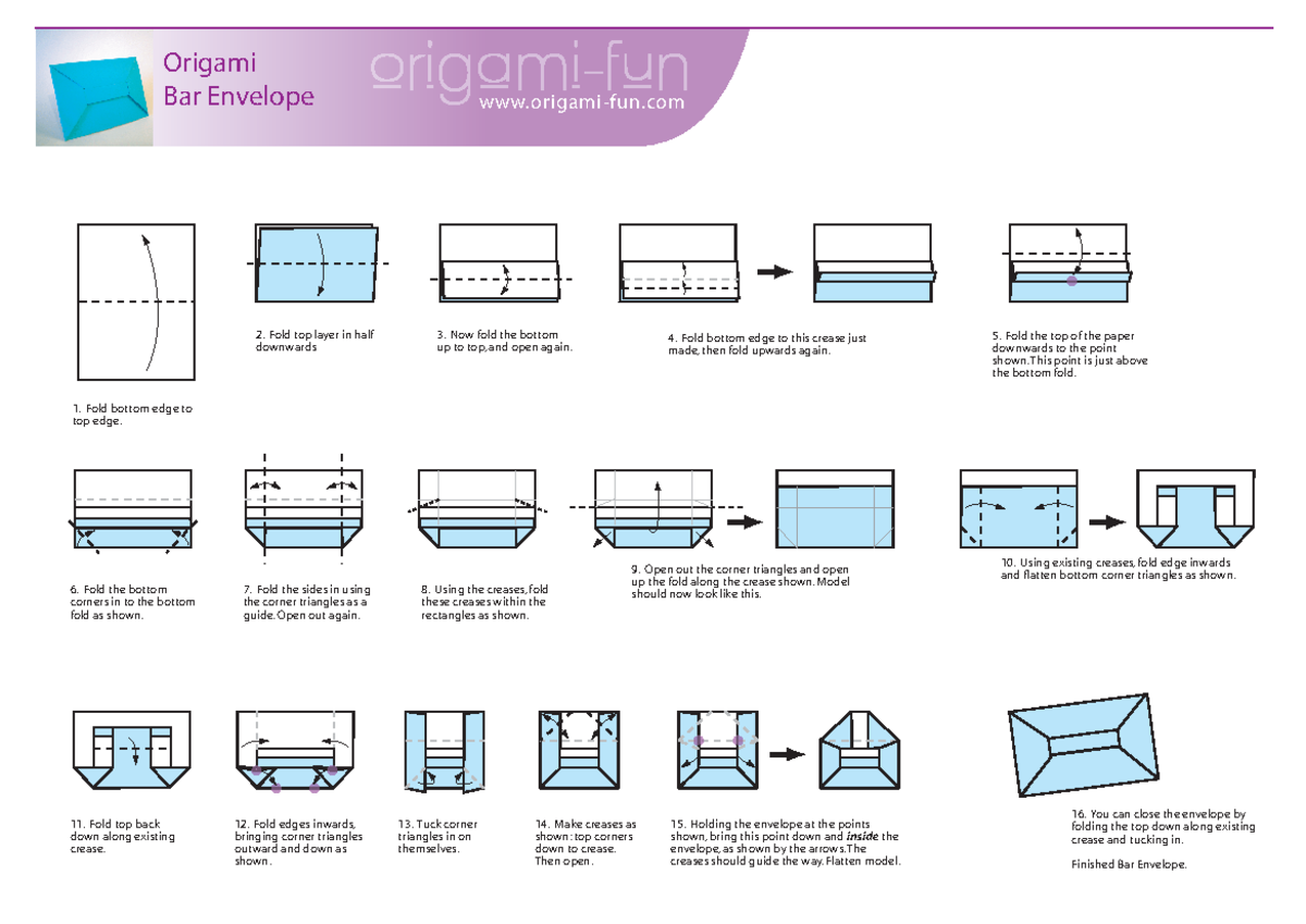 Origami bar envelope print - origami-fun Origami Bar Envelope Fold the ...
