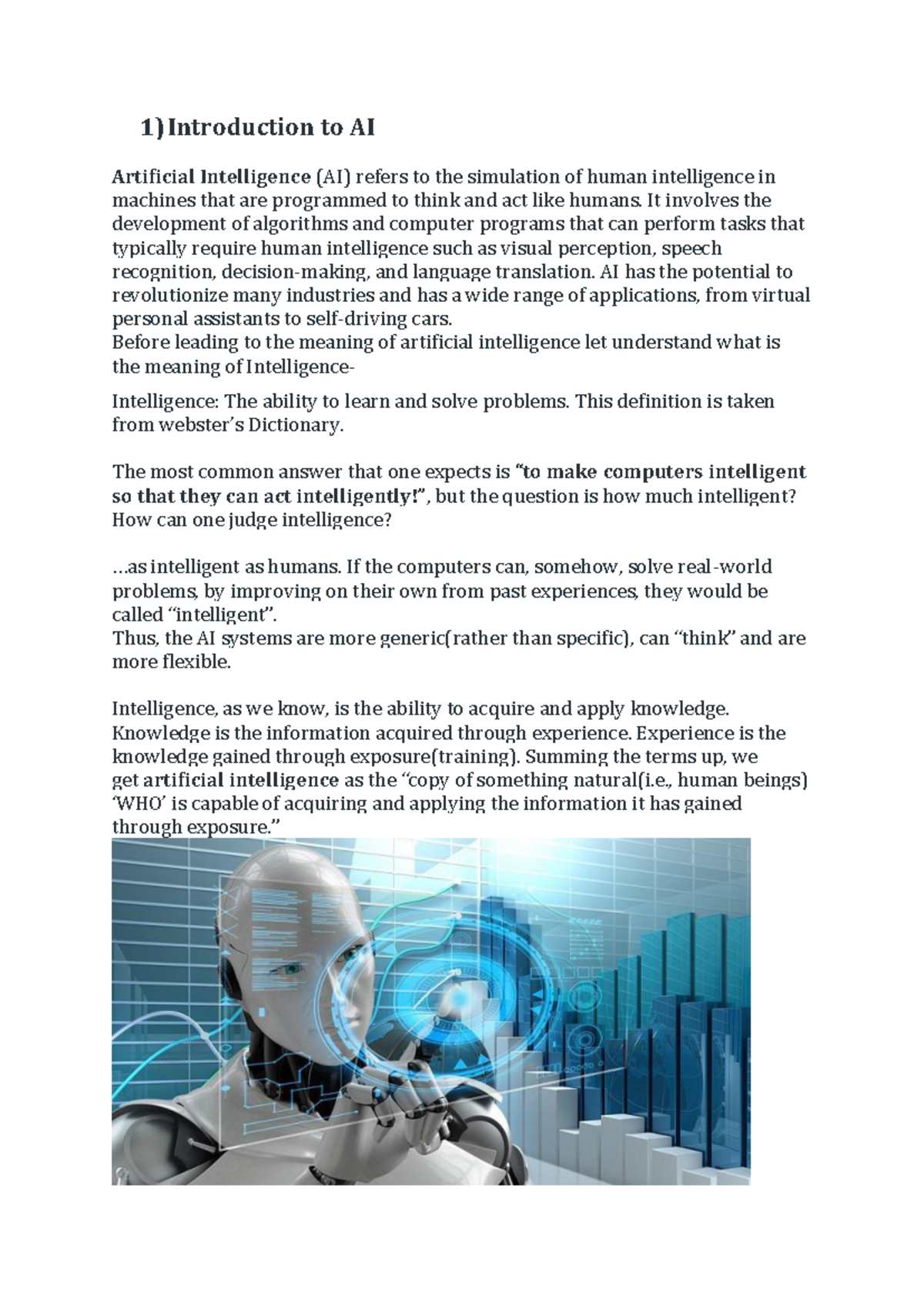 ETI microproject - 1) Introduction to AI Artificial Intelligence (AI) refers to the simulation ...