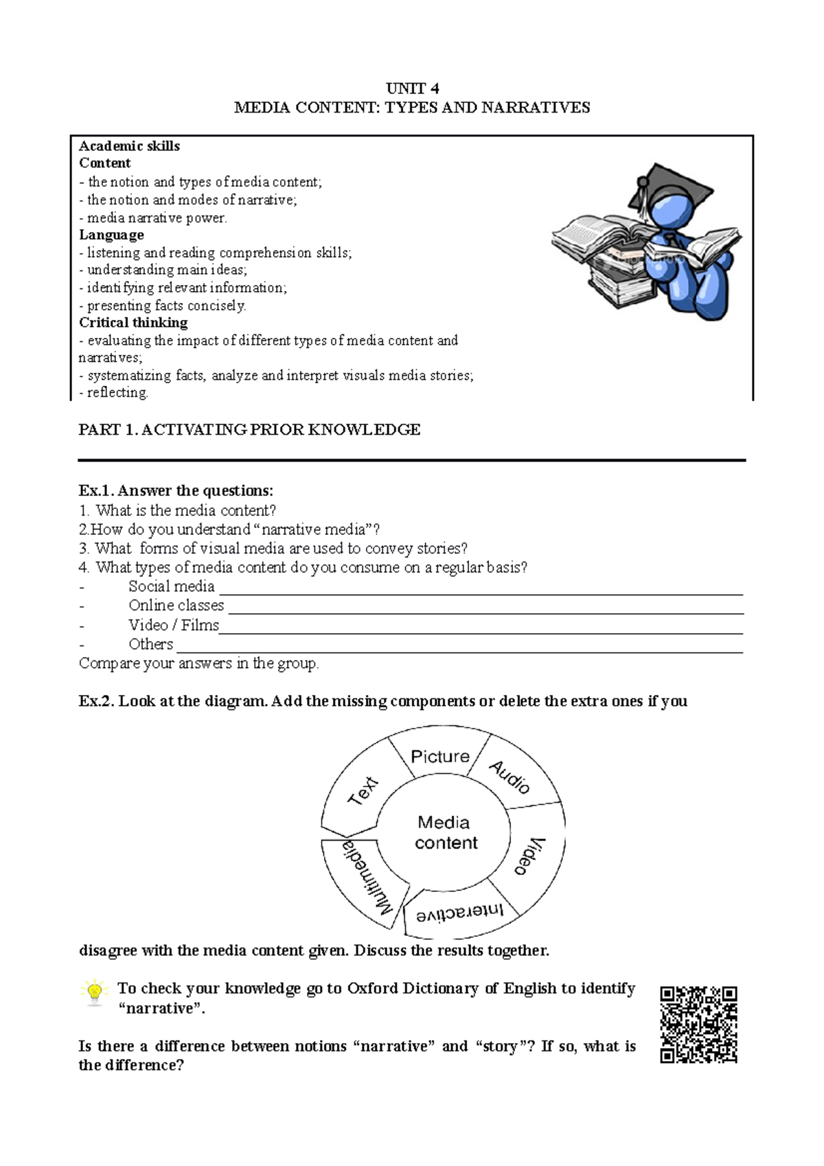 Unit 4 Narrative - UNIT 4 MEDIA CONTENT: TYPES AND NARRATIVES Academic ...