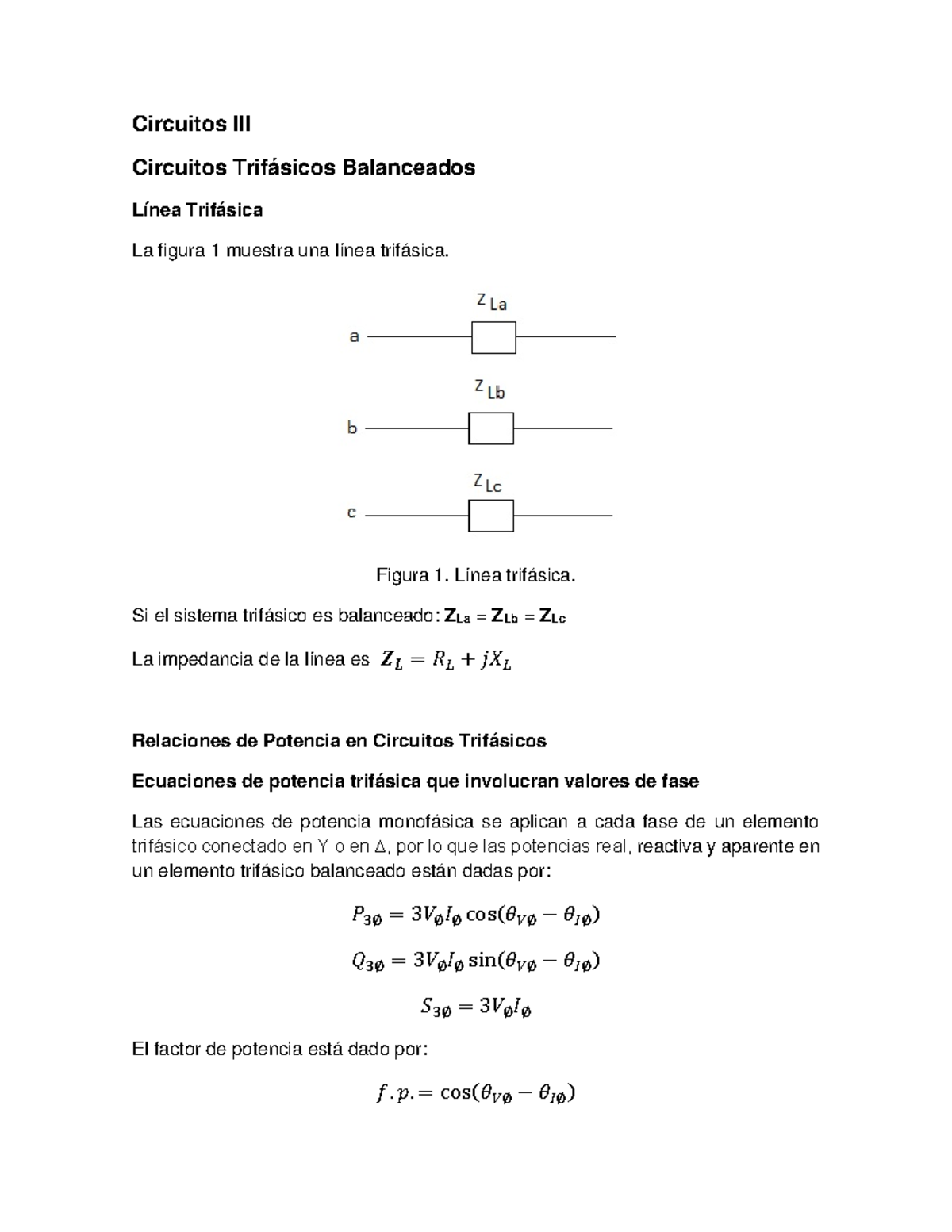 Clase V Circuitos III - Circuitos III Circuitos Trifásicos Balanceados Línea Trifásica La figura ...