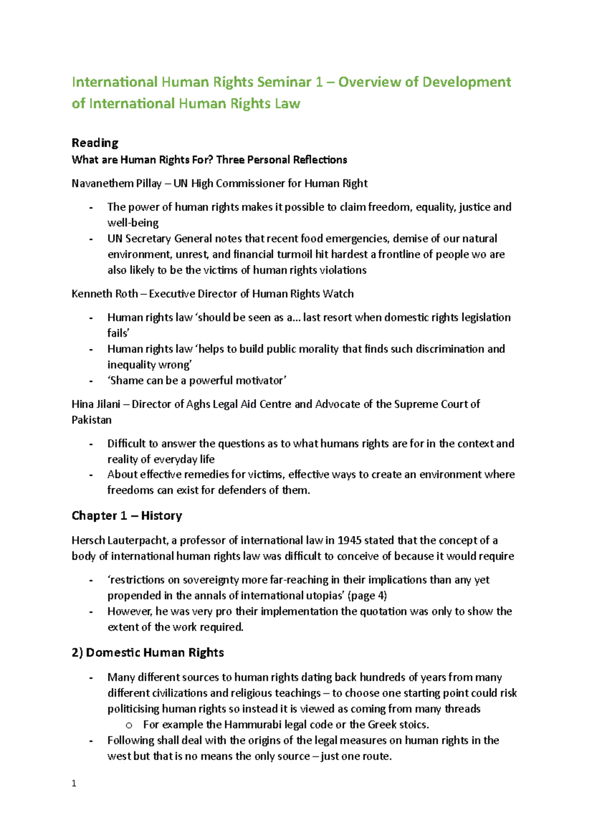 International Human Rights Seminar 1 - Chapter 1 – History Hersch ...