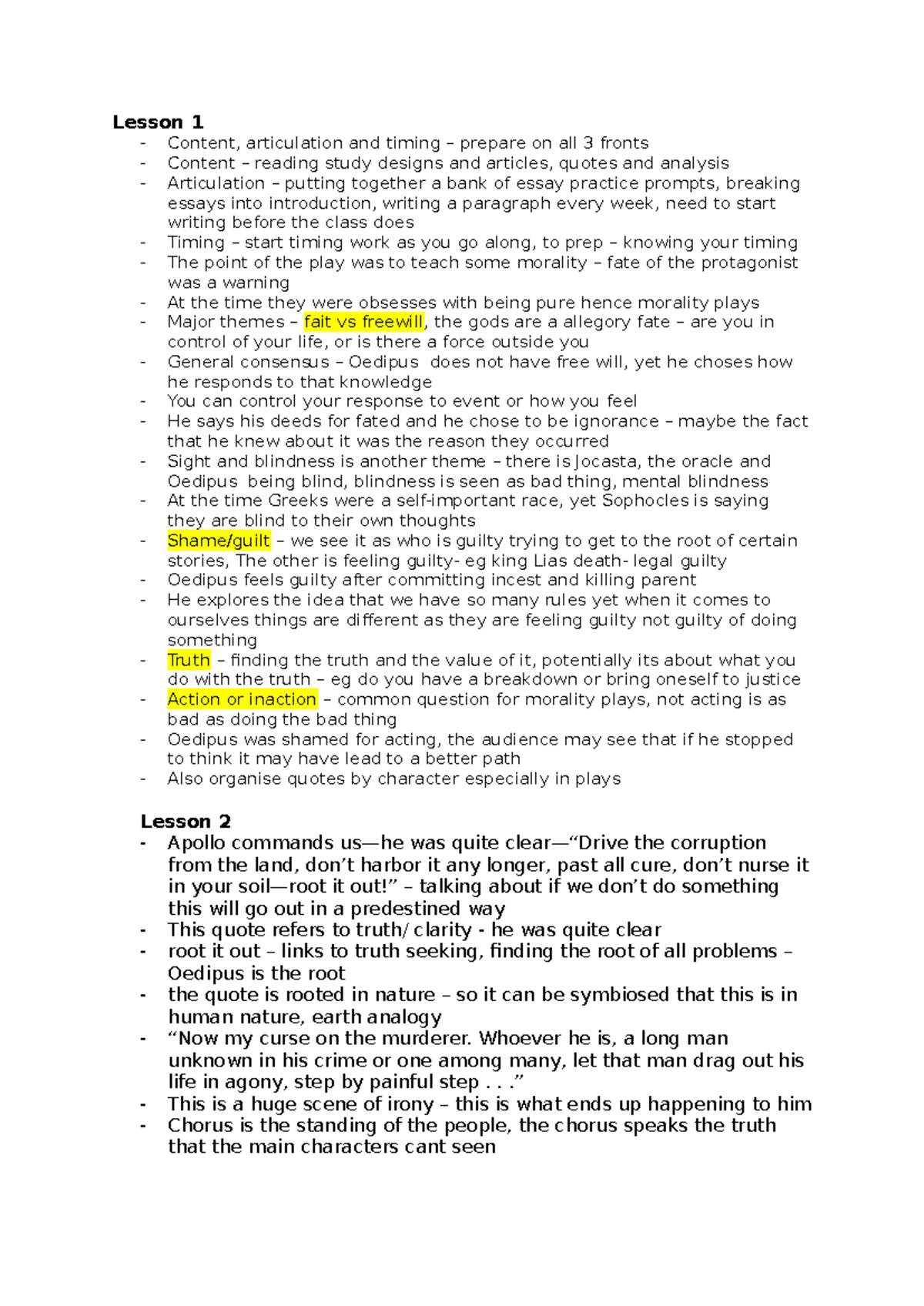 Lesson 1 - Pride and prejudice notes - Lesson 1 - Content, articulation ...