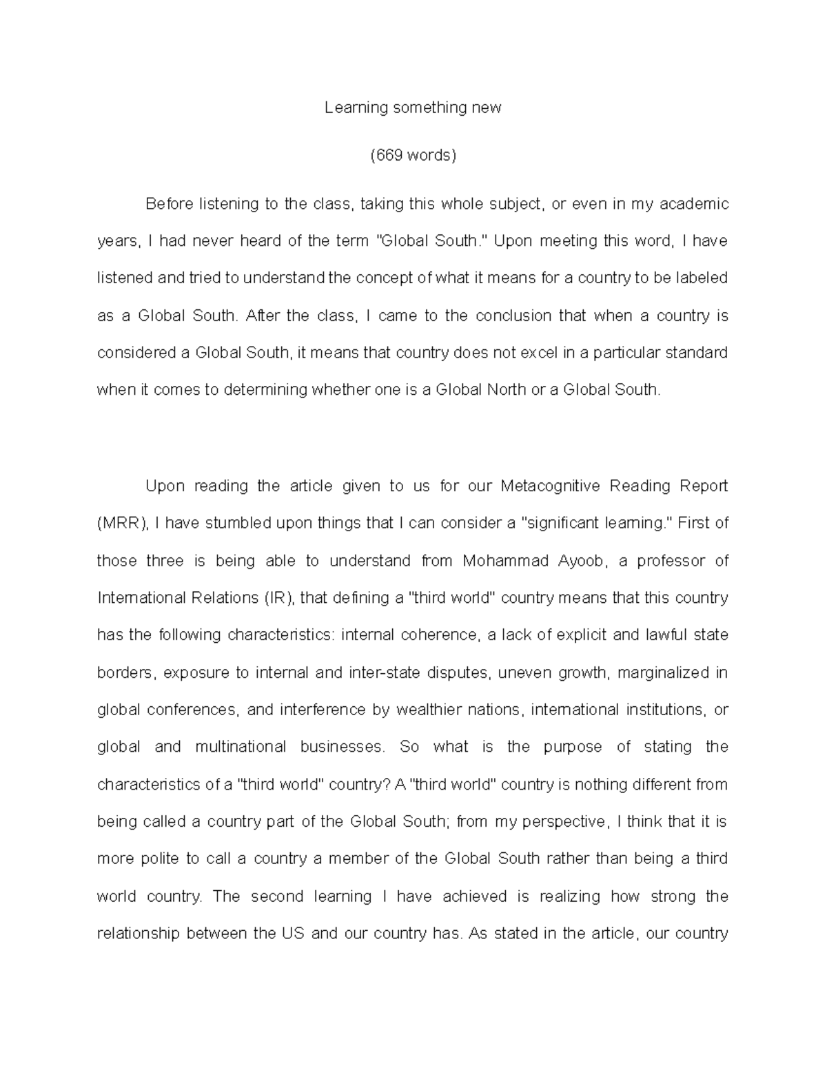 MRR3 - A simple essay with a certain topic while following the ...