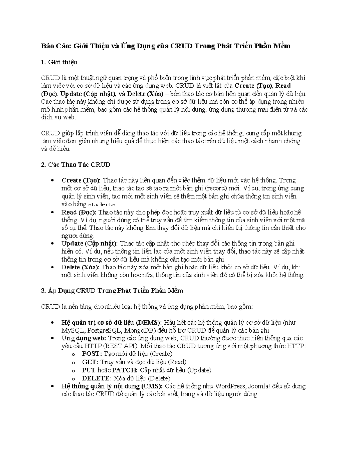GGSample CRUD - fasdfasdf - Báo Cáo: Giới Thiệu và Ứng Dụng của CRUD ...