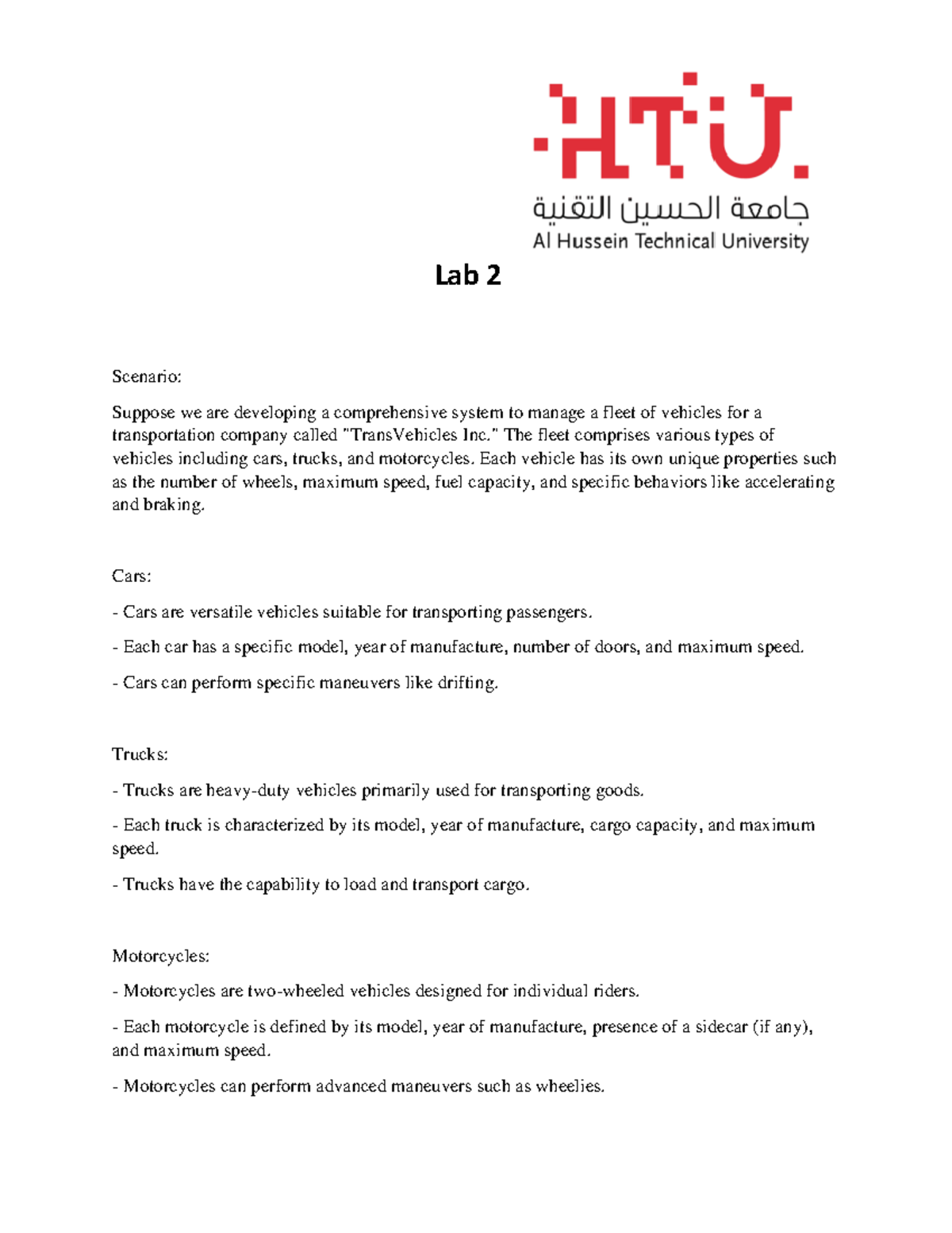 Lab 2 Inheritance Composition And Polymorphism Lab 2 Scenario
