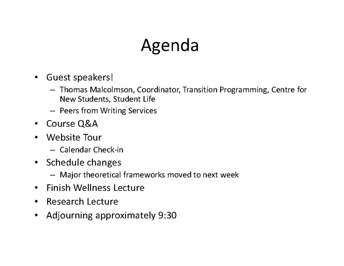 Life Research Lecture Student - AgendaAgenda • Guest speakers! – - Studocu