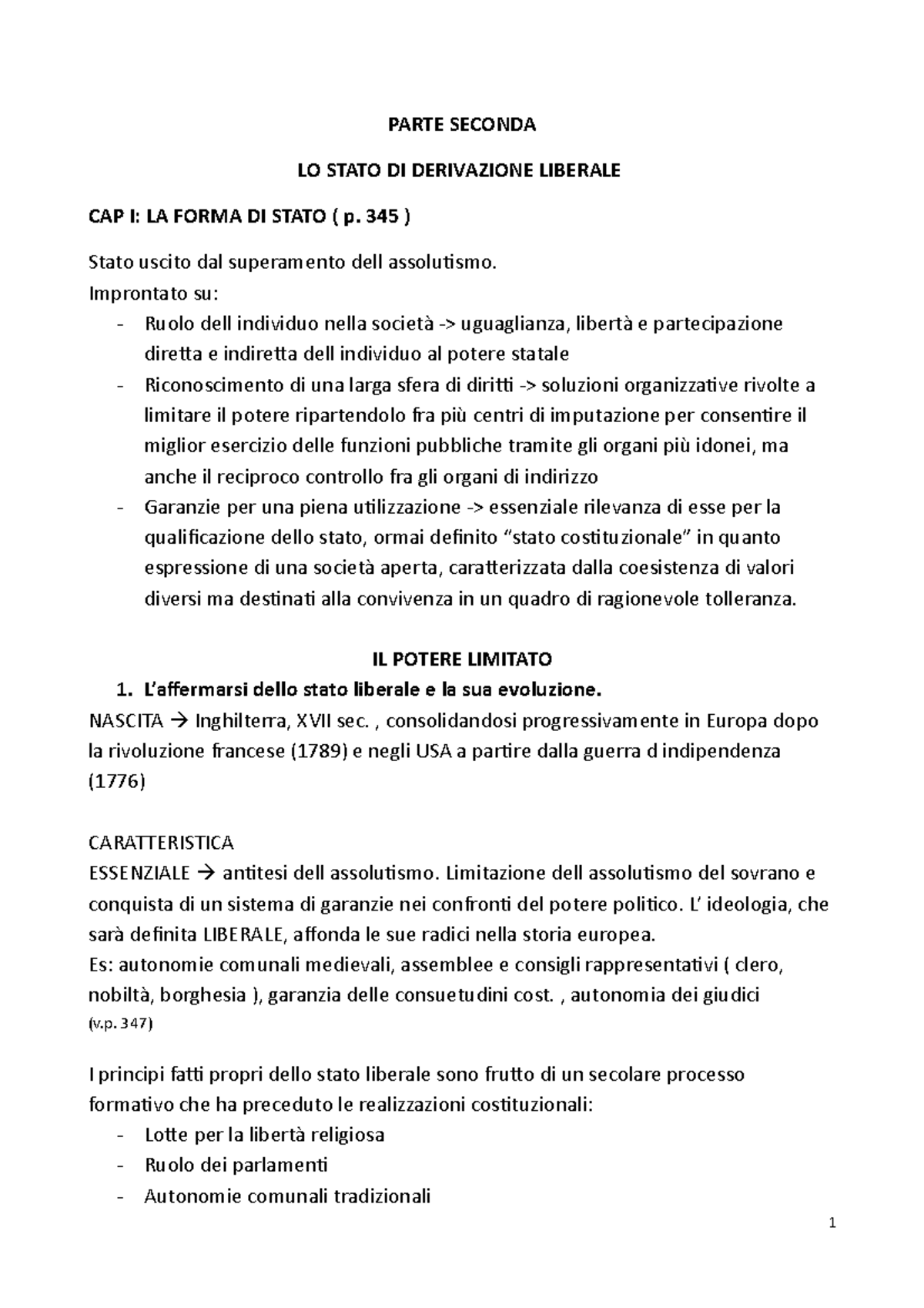 Lo stato di derivazione liberale ( nascita e caratteristiche ) - PARTE ...