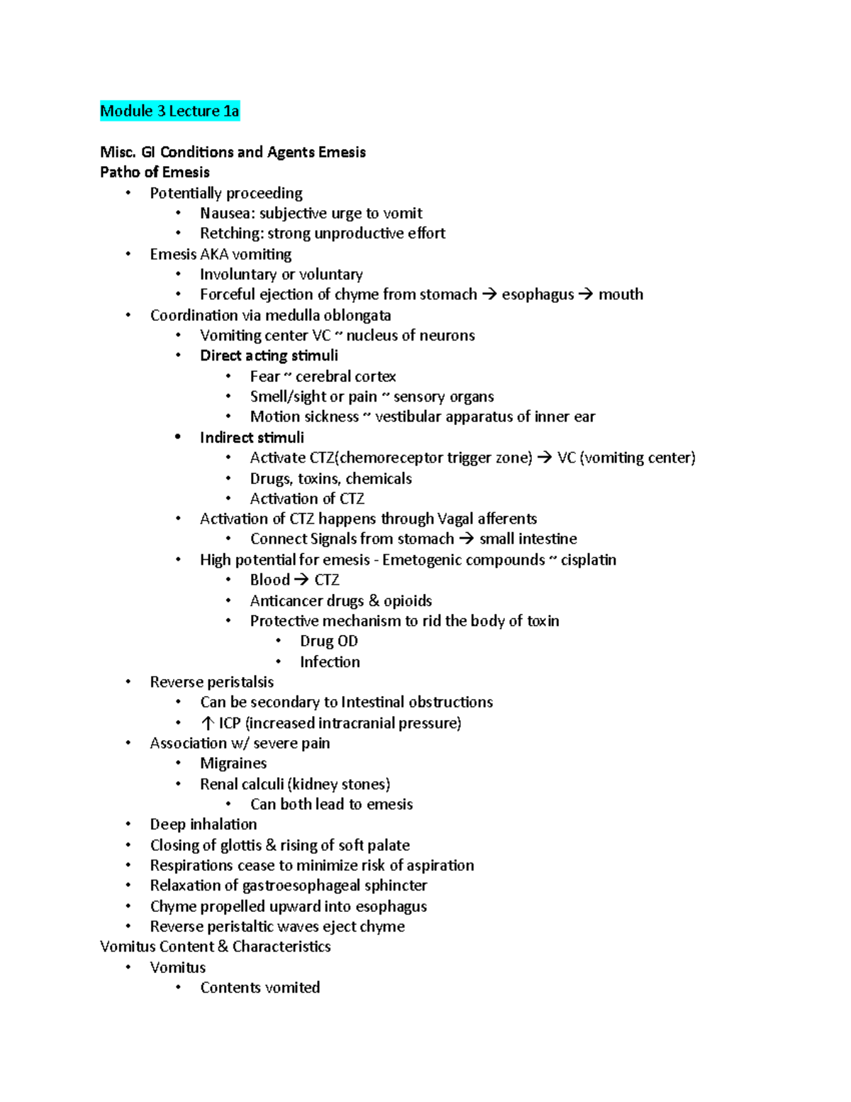 Patho Pharm II Module 3 - Lecture notes Lecture 3 - Module 3 Lecture 1a ...