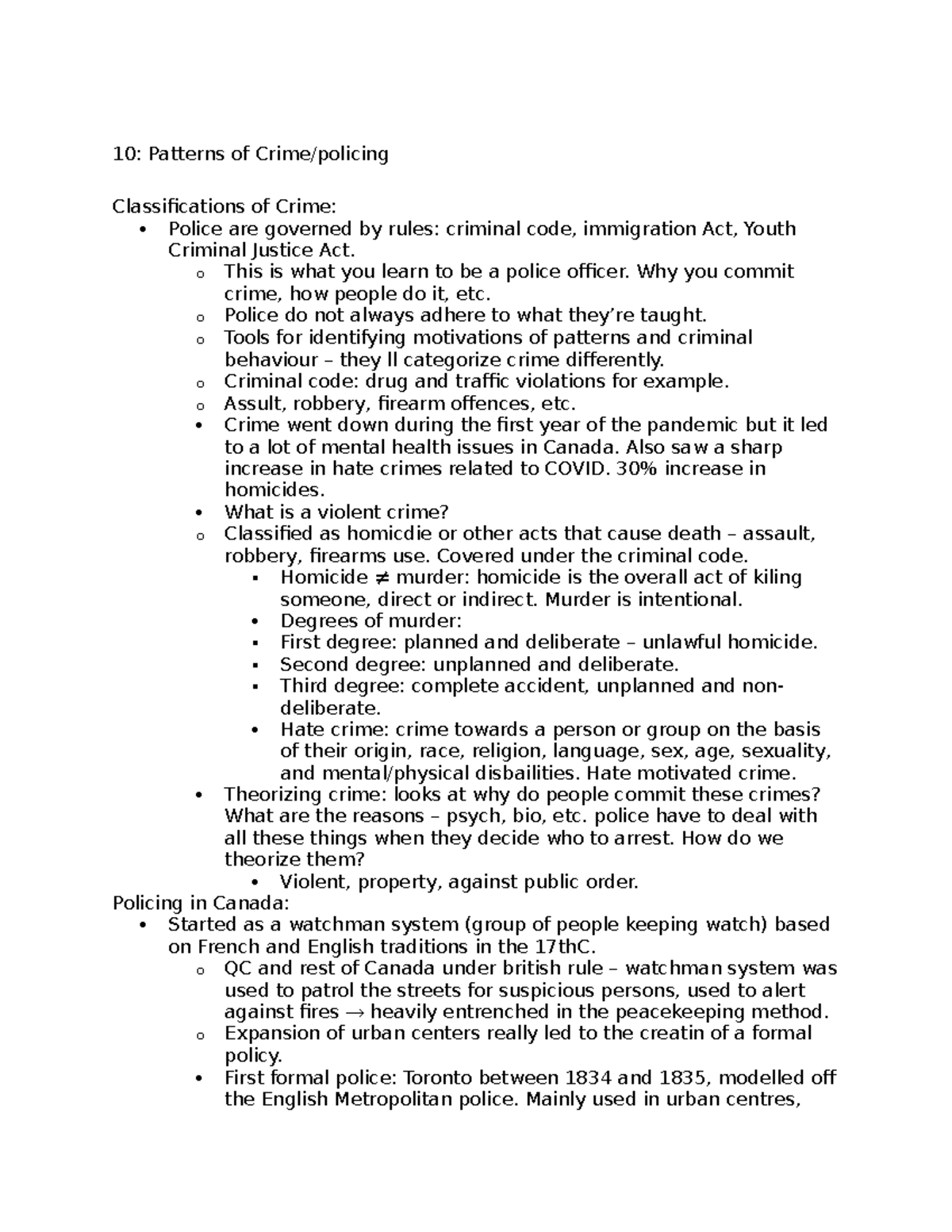 Lecture 10 – Police and Crime - 10: Patterns of Crime/policing ...