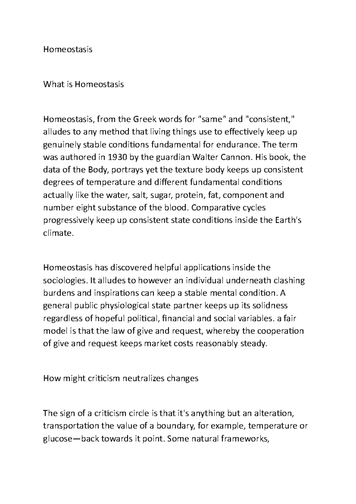 Homeostasis - NOTES on GCSE - Homeostasis What is Homeostasis ...