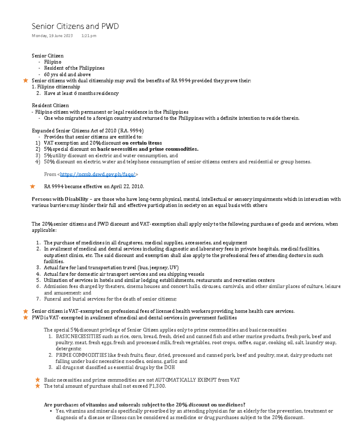 PWDS AND Senior Citizens - Senior Citizen - Filipino - Resident of the ...