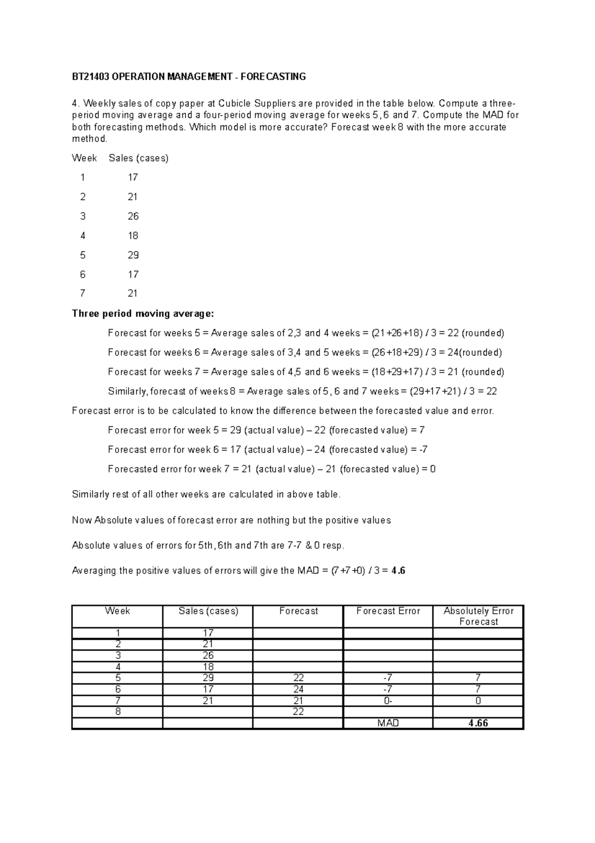 BT21403 Tutorial Forecasting-converted - BT21403 OPERATION MANAGEMENT ...