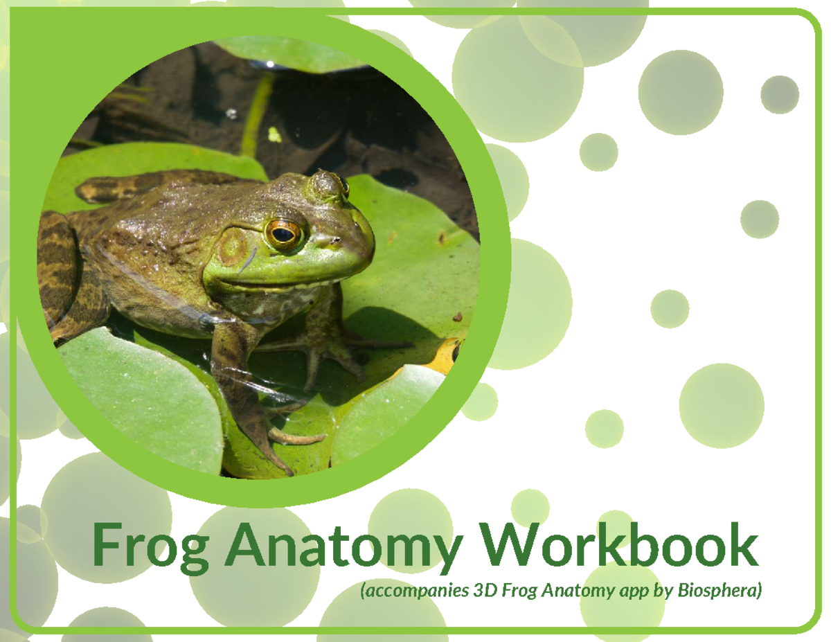 Humane science frog anatomy student workbook - Frog Anatomy Workbook ...