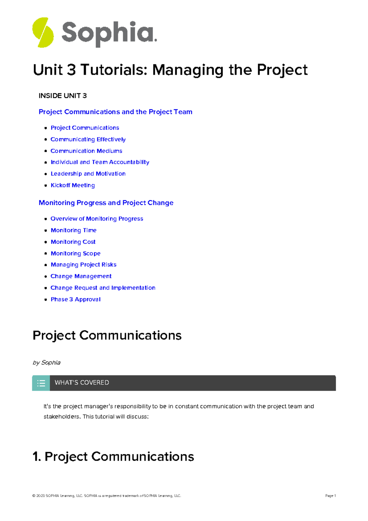 Unit 3 tutorials managing the project - Unit 3 Tutorials: Managing the Project INSIDE UNIT 3 ...
