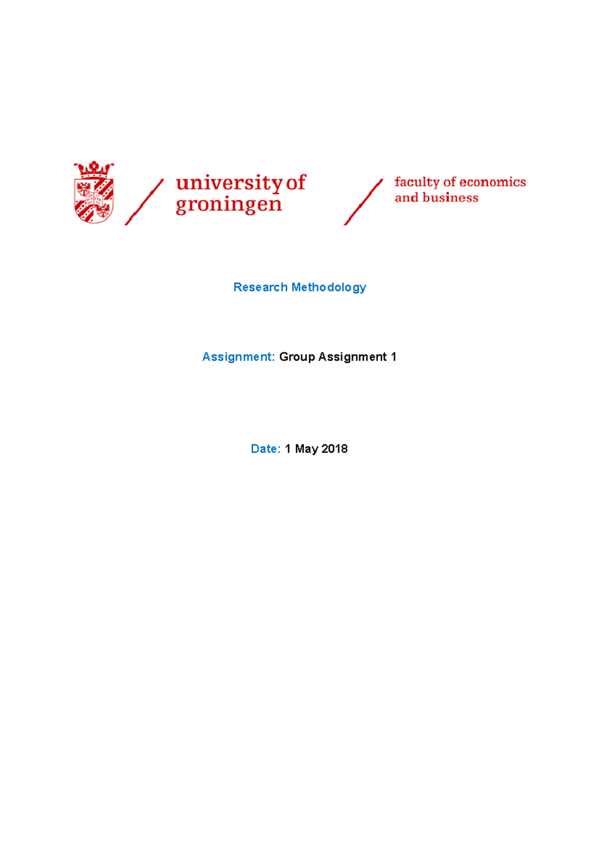 research methodology group assignment 1 - Research Methodology ...