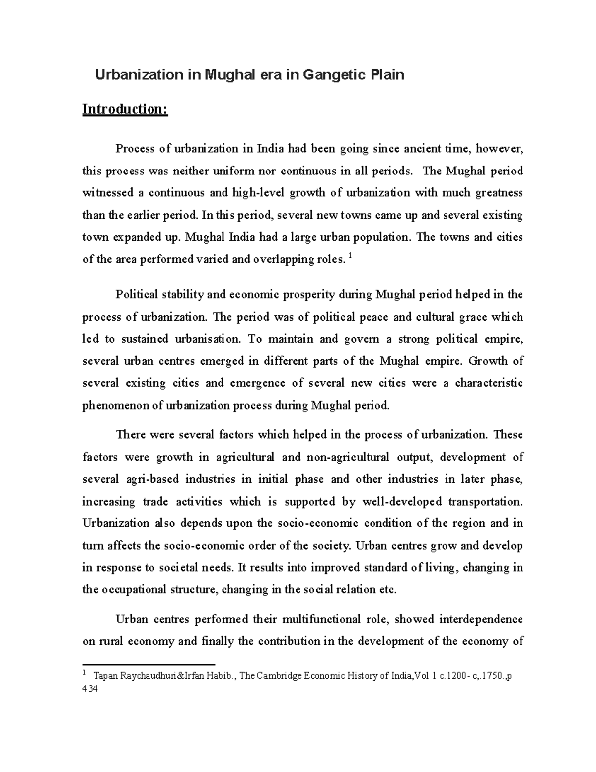 Urbanization in Mughal era in Gangetic P - Urbanization in Mughal era ...