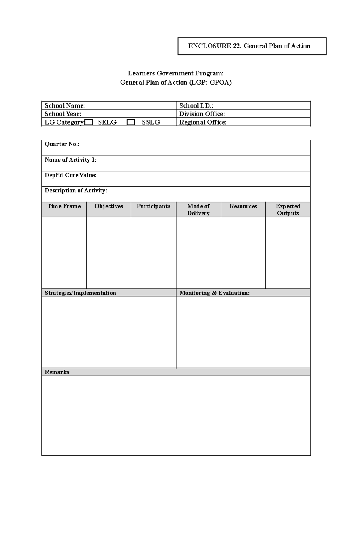 Learner Government Program General PLAN OF Action - Professional ...