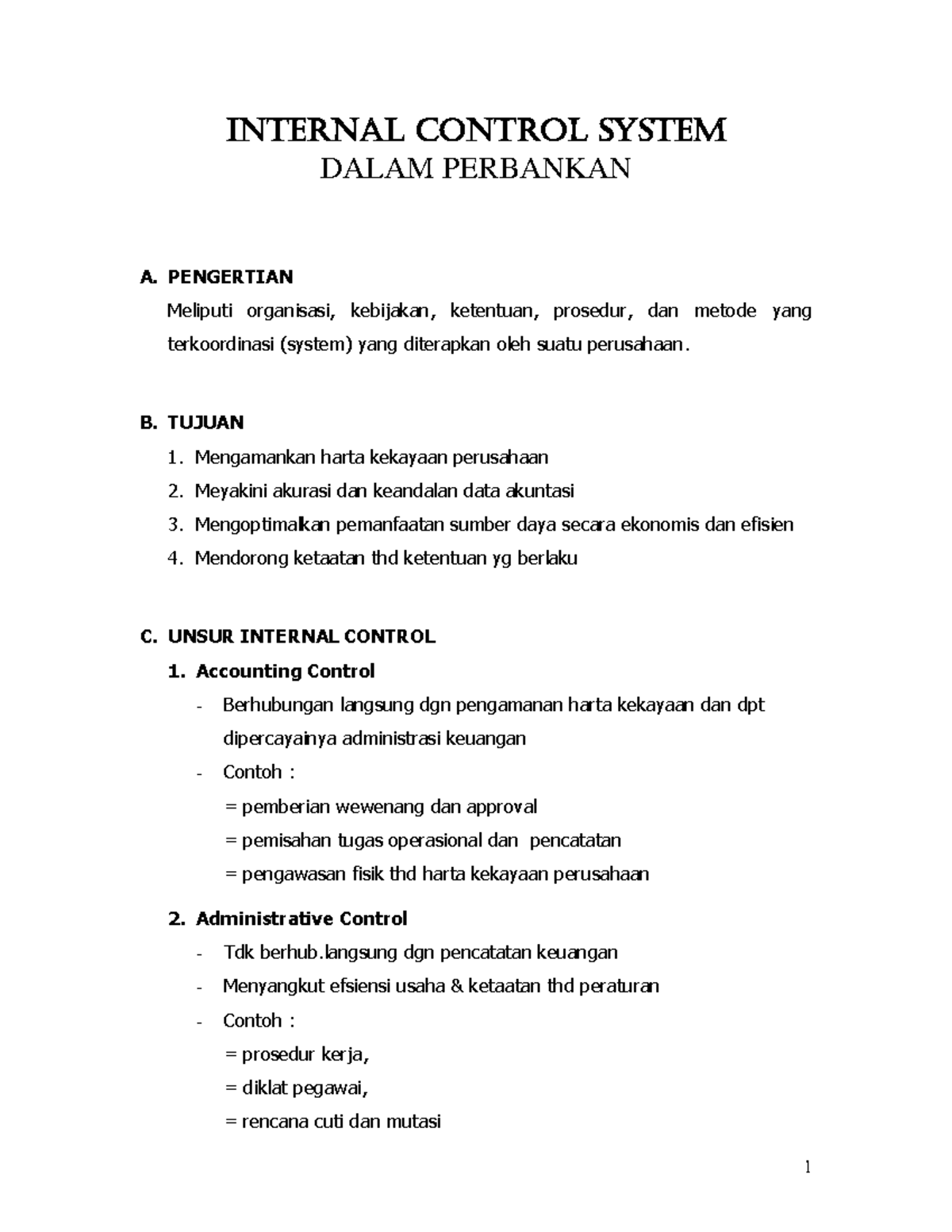 05 - Internal Control - EMAS - 1 INTERNAL CONTROL SYSTEM DALAM ...