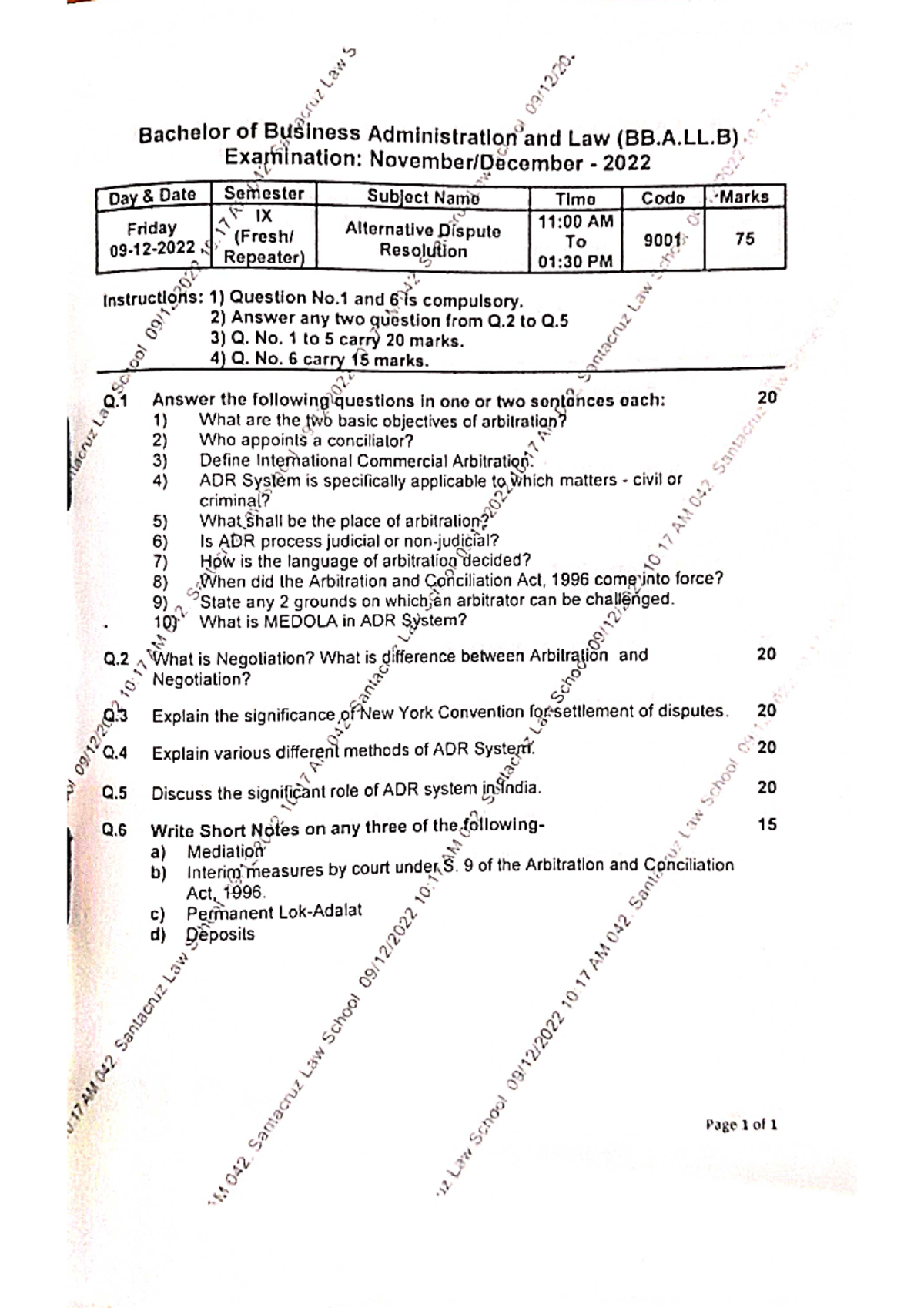 ADR Question Papers - countries Bachelor of Business Administration and ...