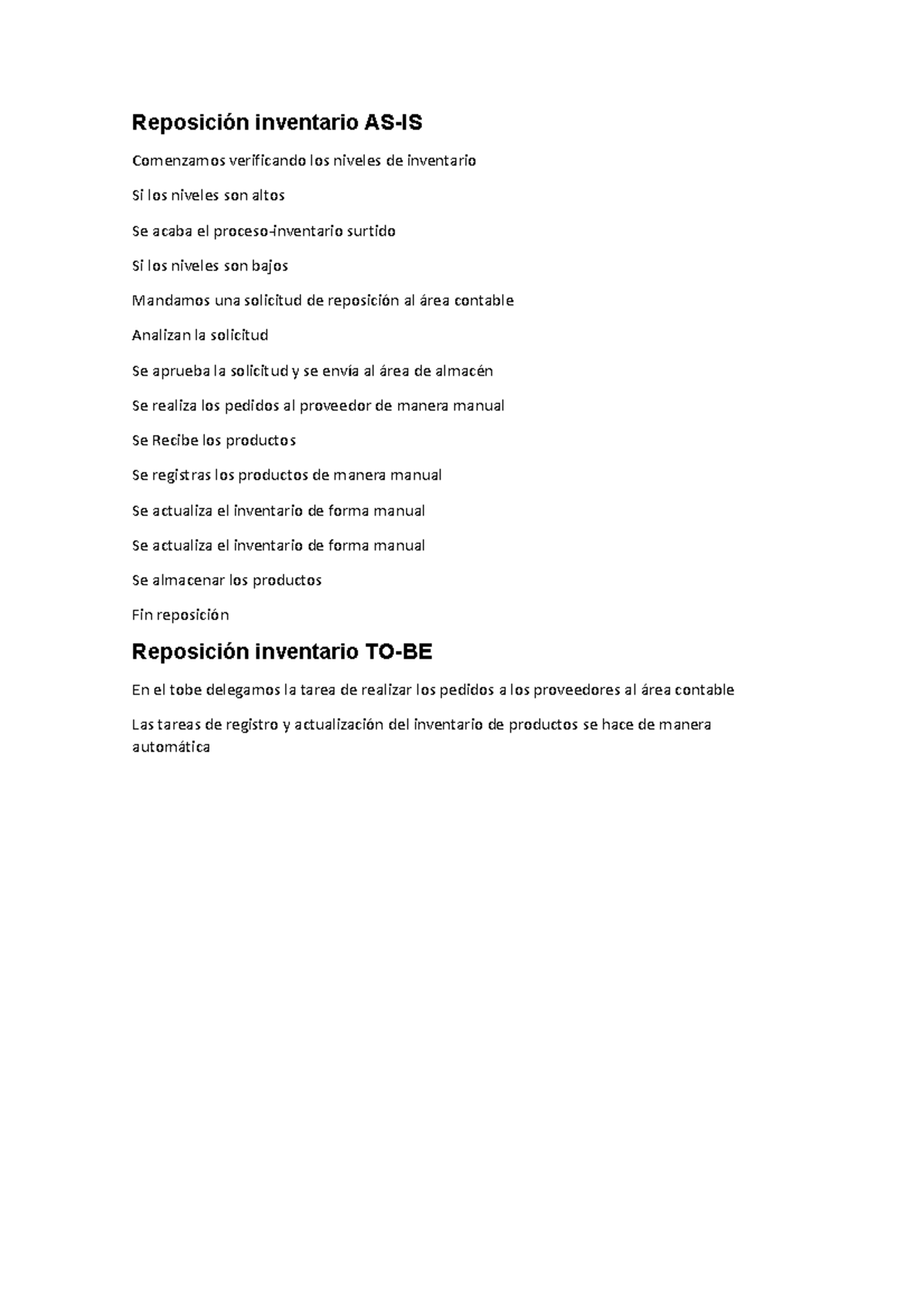 Exposicion - .............. - Reposición inventario AS-IS Comenzamos ...