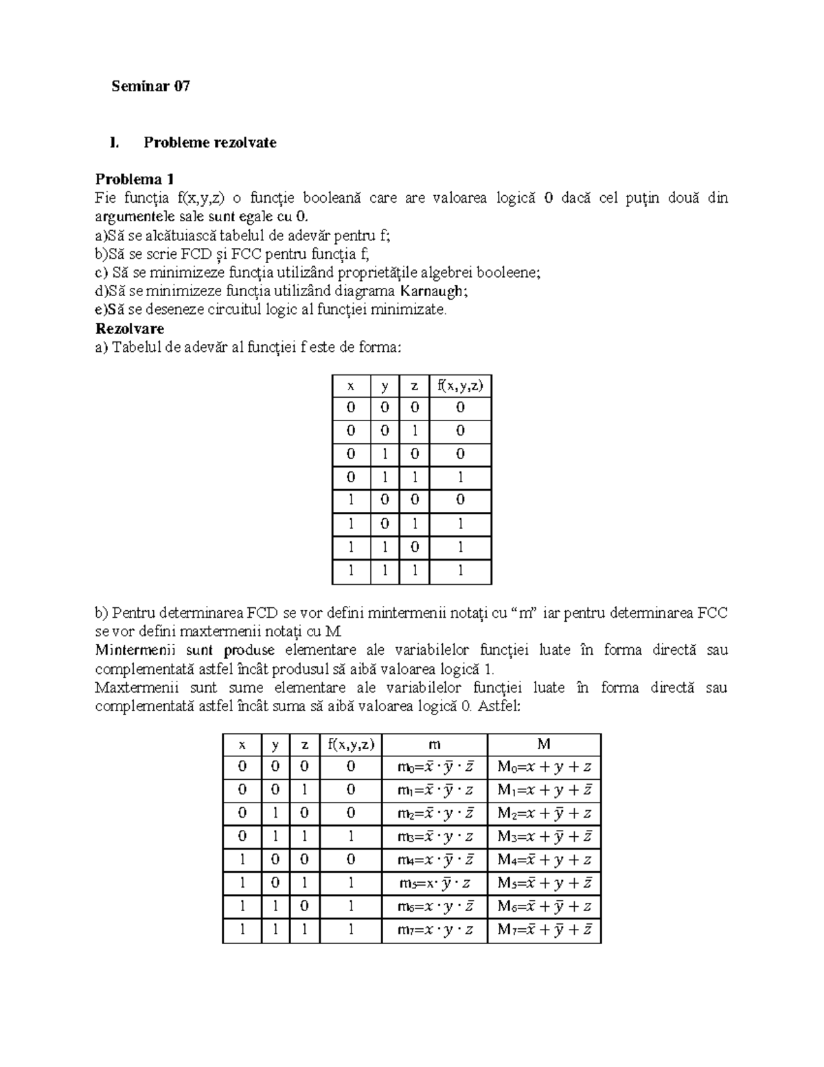 Seminar 07 - fdsfsd - I. Probleme rezolvate Problema 1 Fie funcția f(x ...