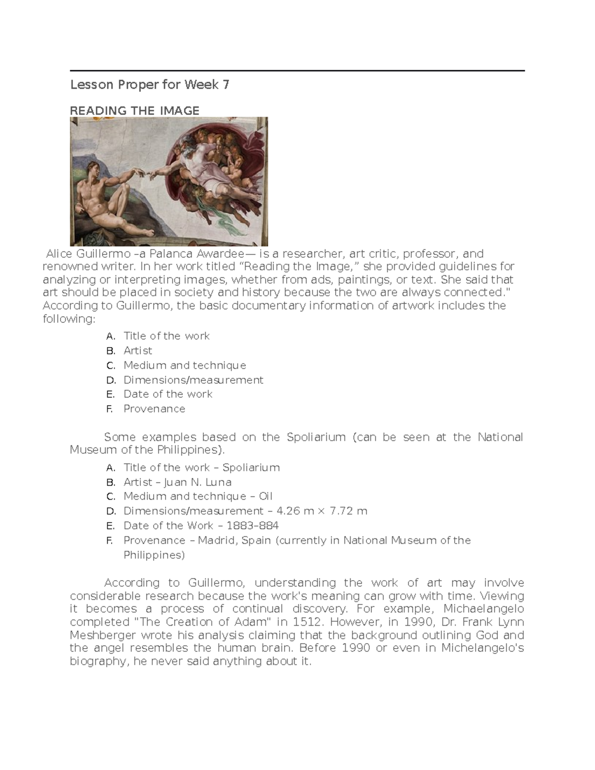 Art Week 7 - Art Appreciation Module Art Appreciation Module Art Appreciation Module Art ...