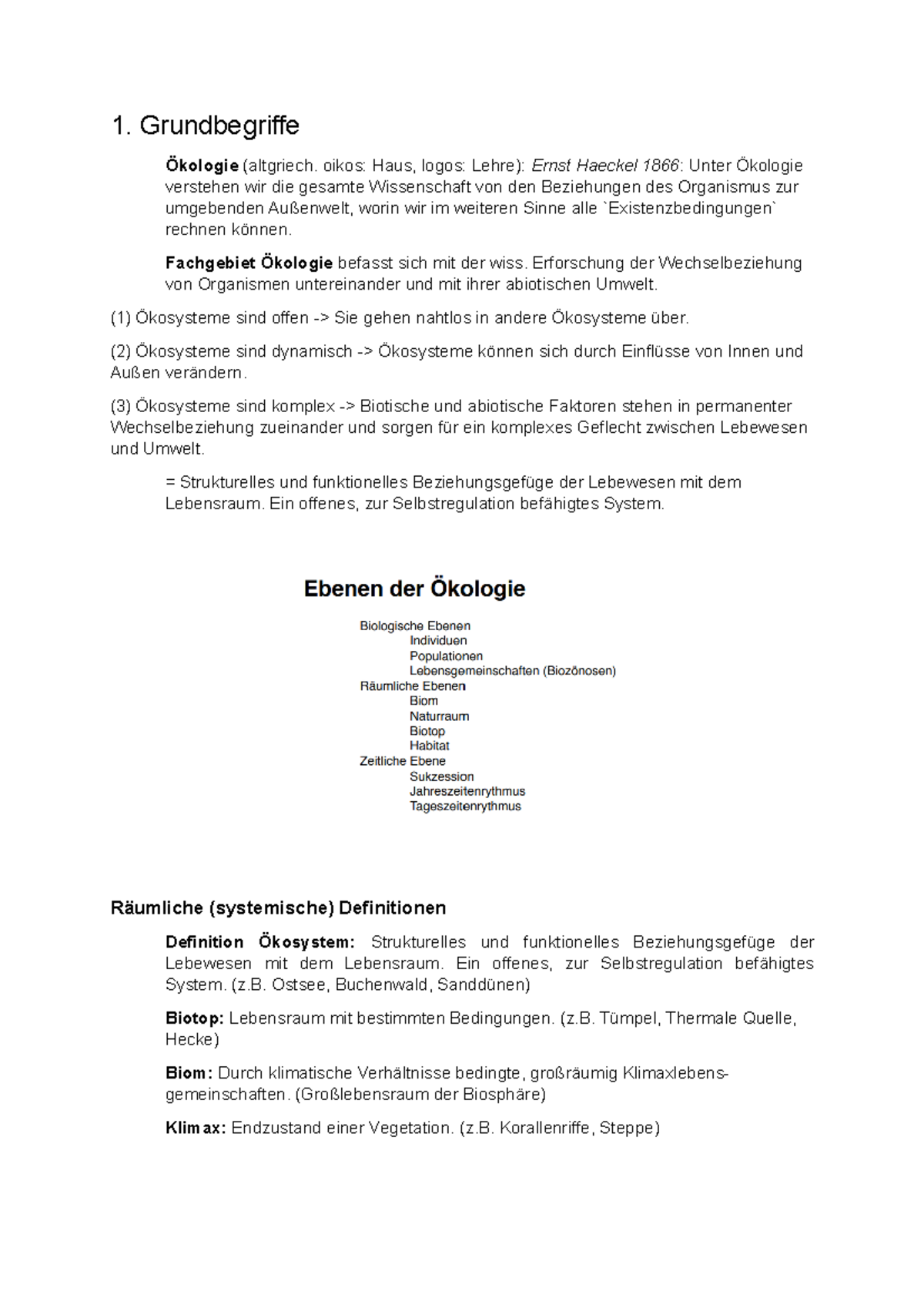 Themengebiet Ökologie - 1. Grundbegriffe Ökologie (altgriech. oikos ...
