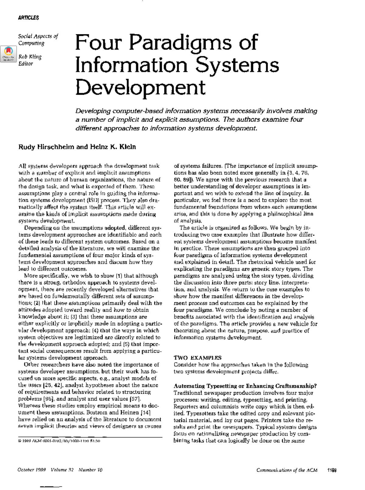 Four paradigm of OA - Social Aspects of Computing Rob Kling Editor Four ...