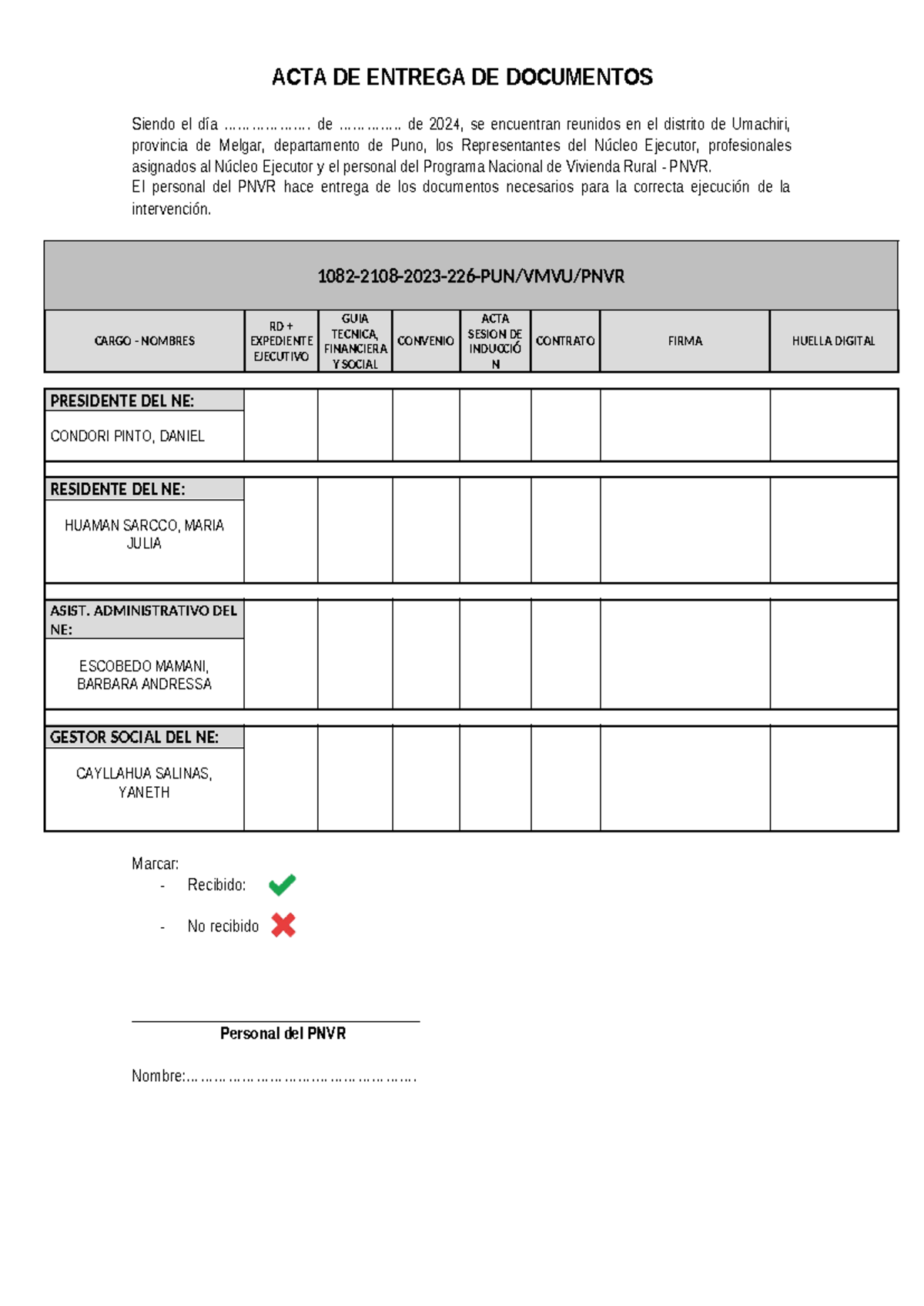 3. ACTA DE Entrega DE Documentos - ACTA DE ENTREGA DE DOCUMENTOS Siendo el día ...