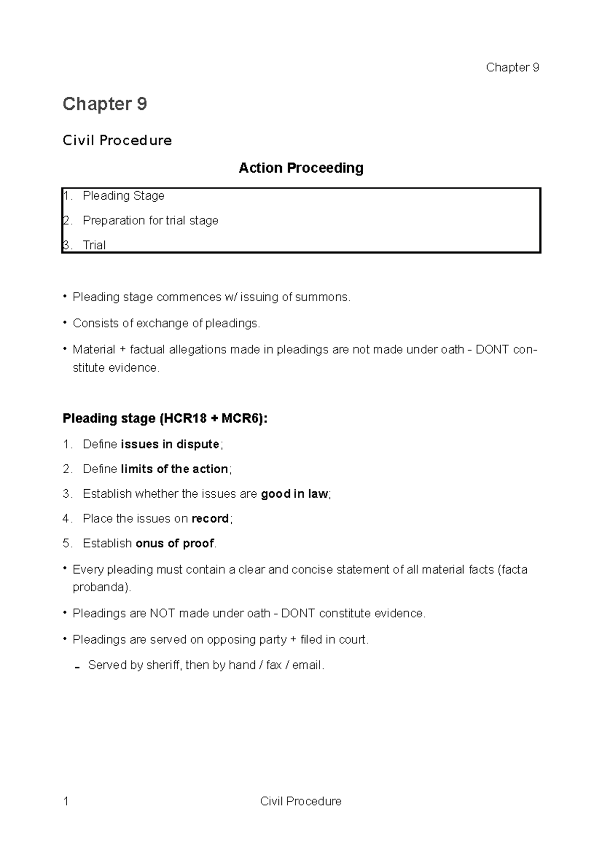 Chapter 9 copy - this is a detailed summary of civil procedure which ...