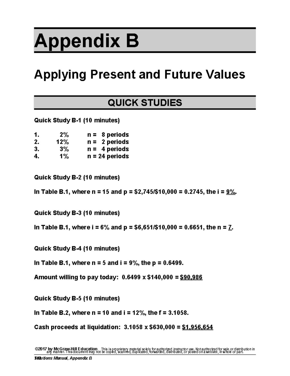 X B Wild FA 8e SM 0783-0792 - Appendix B Applying Present and Future Values QUICK STUDIES Quick ...