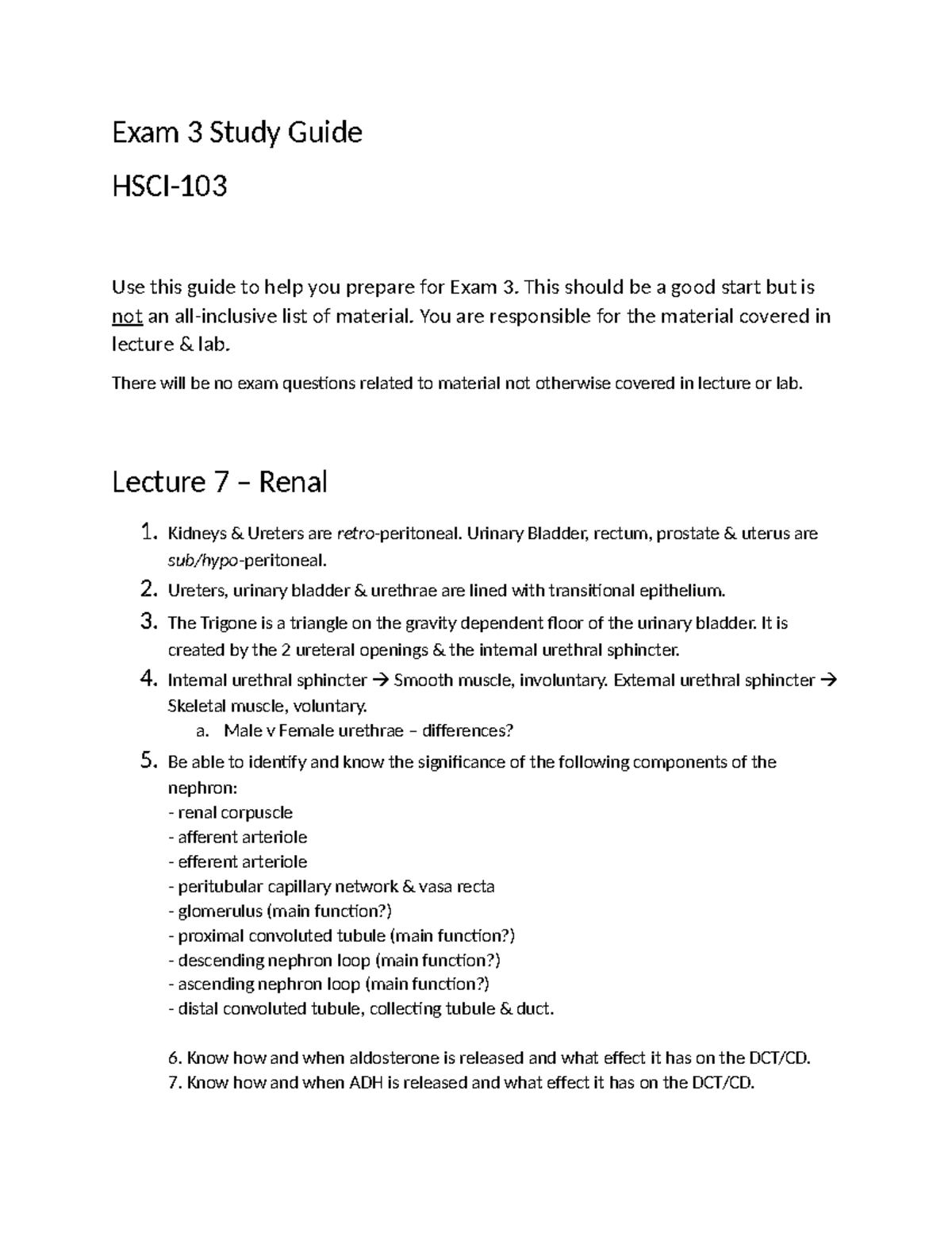 Exam 3 Study Guide - Exam 3 Study Guide HSCI- Use this guide to help ...