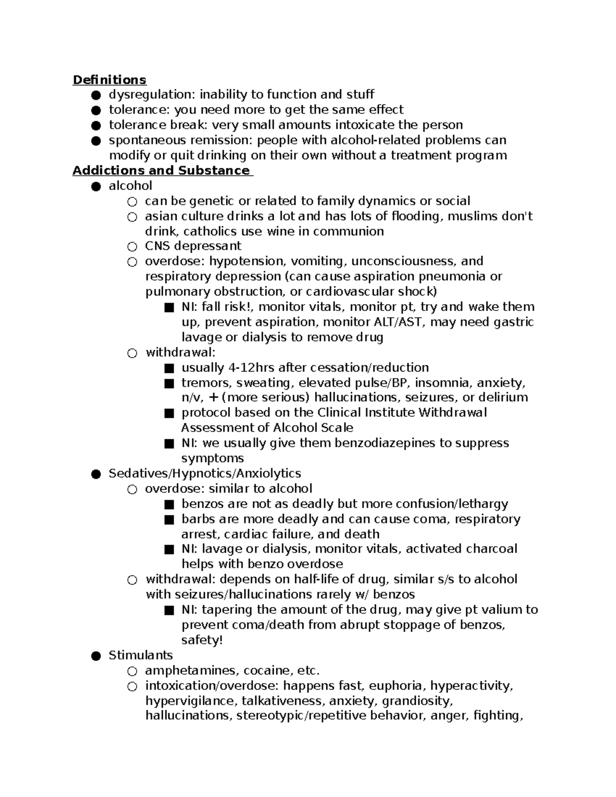 Dysregulation - prof. greer - Definitions dysregulation: inability to ...