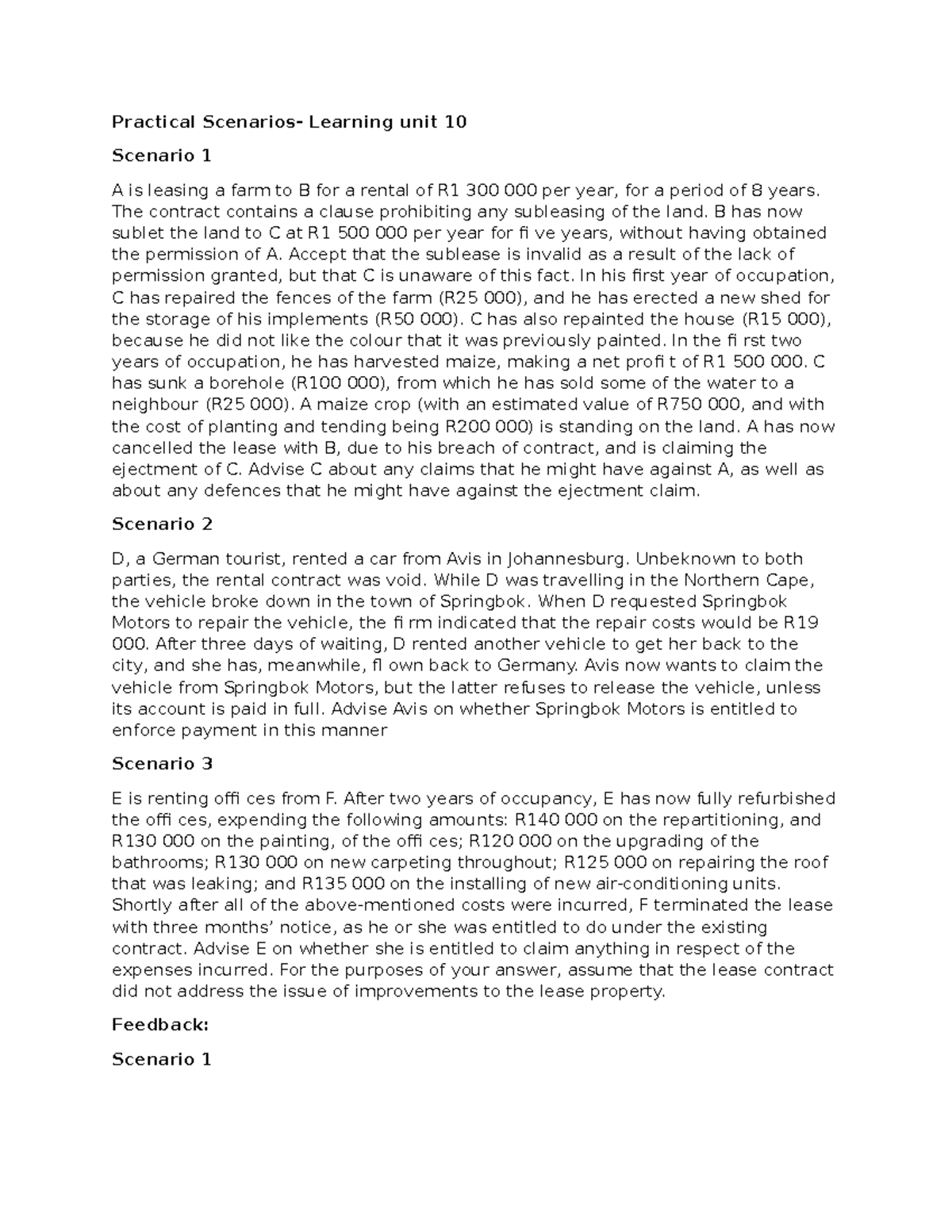Practical Scenarios - practice materials - Practical Scenarios ...