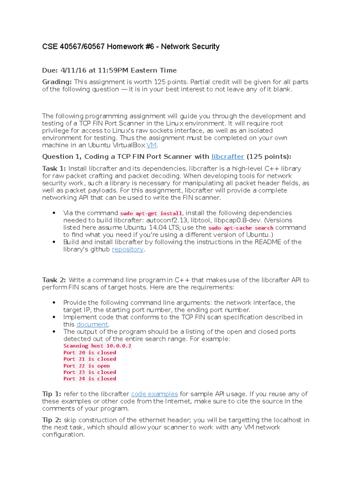 CSE 40567-60567 Homework #6 - Network Security - CSE 40567/60567 ...