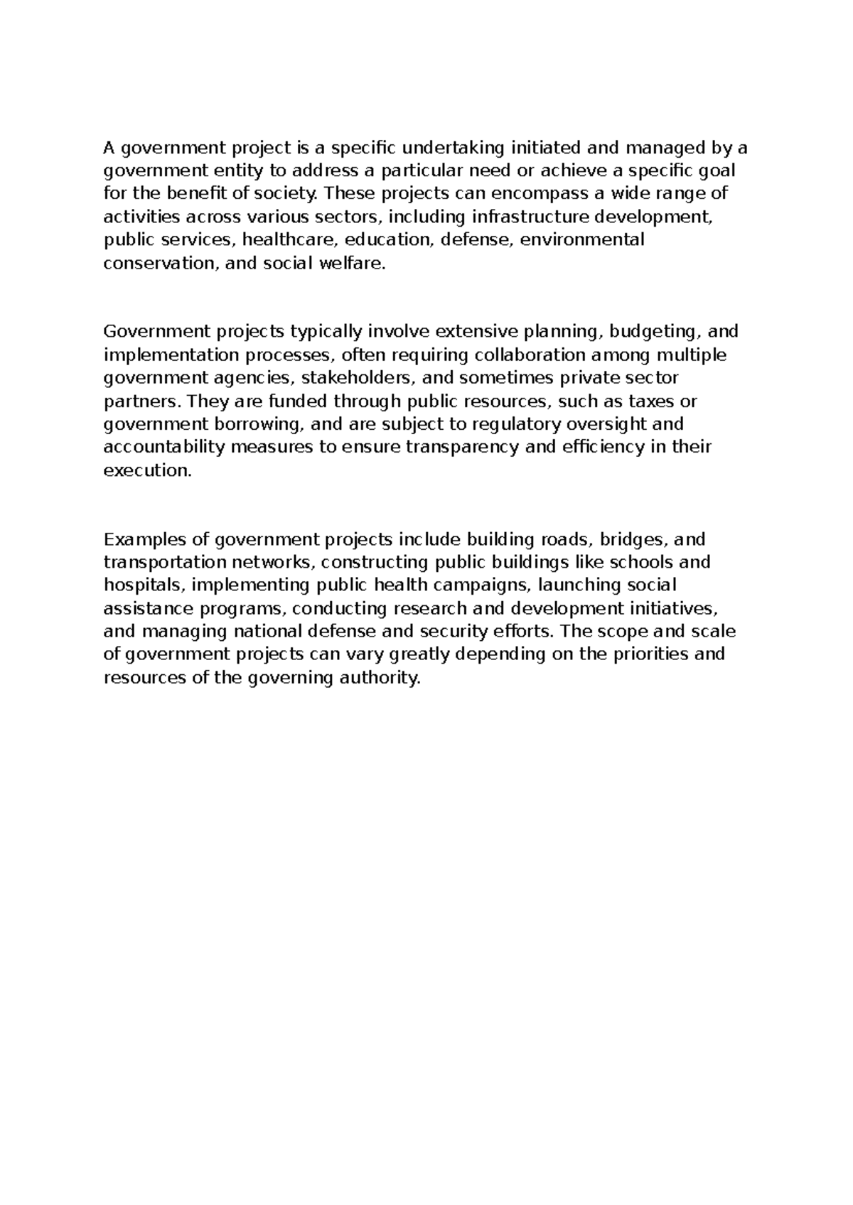 Government project - These projects can encompass a wide range of ...