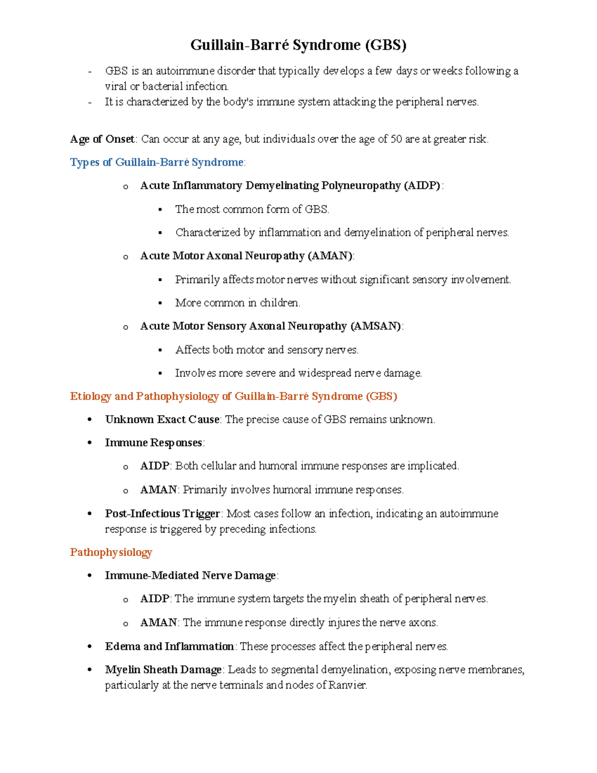 Guillain-Barré Syndrome - GBS is an autoimmune disorder that typically ...
