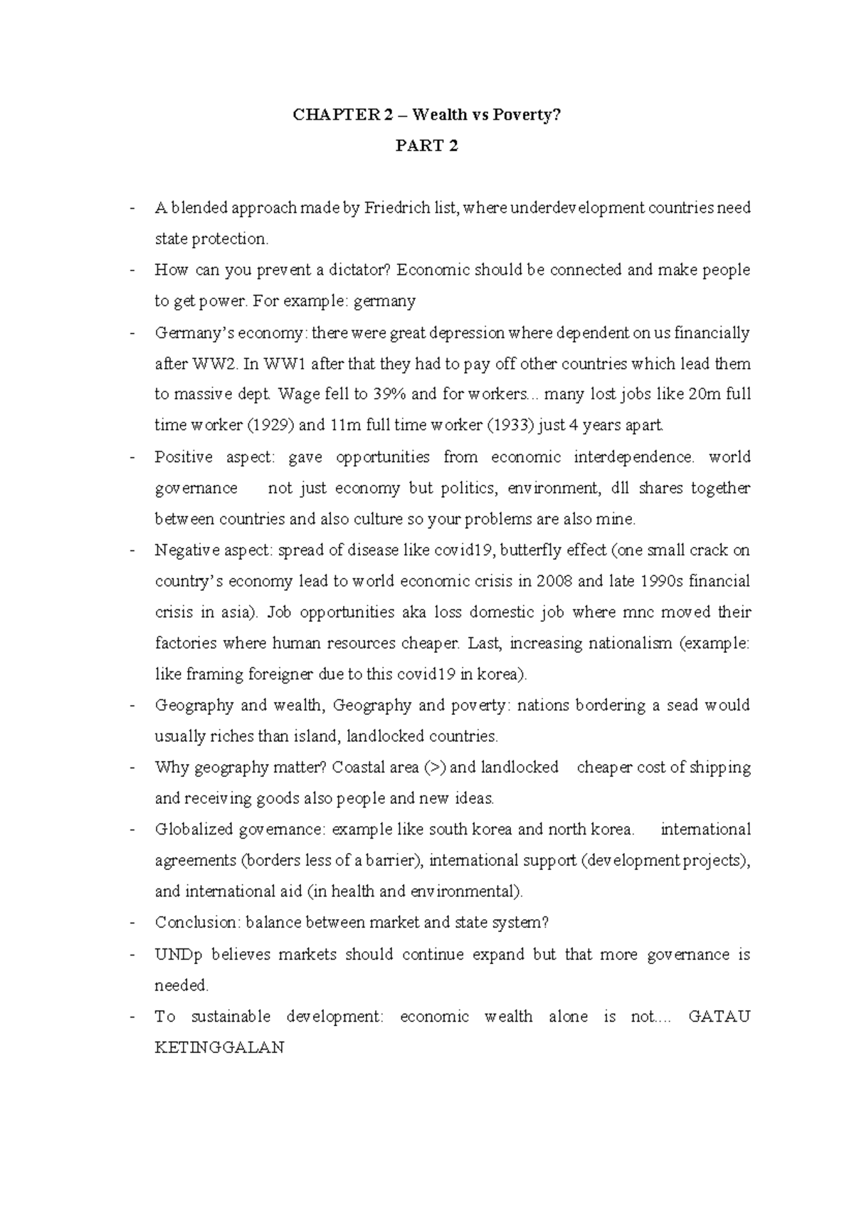 Global Issues - Wealth vs Poverty Approaches Discussion 2 - CHAPTER 2 ...