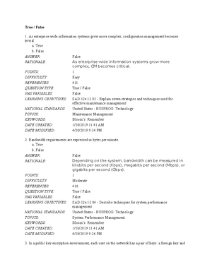 Chapter 11 Managing Systems Implementation TF - True / False Although programmers perform the ...