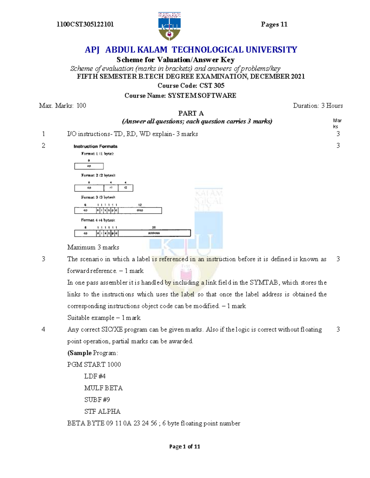CST305-2021- Scheme - APJ ABDUL KALAM TECHNOLOGICAL UNIVERSITY Scheme for Valuation/Answer Key ...