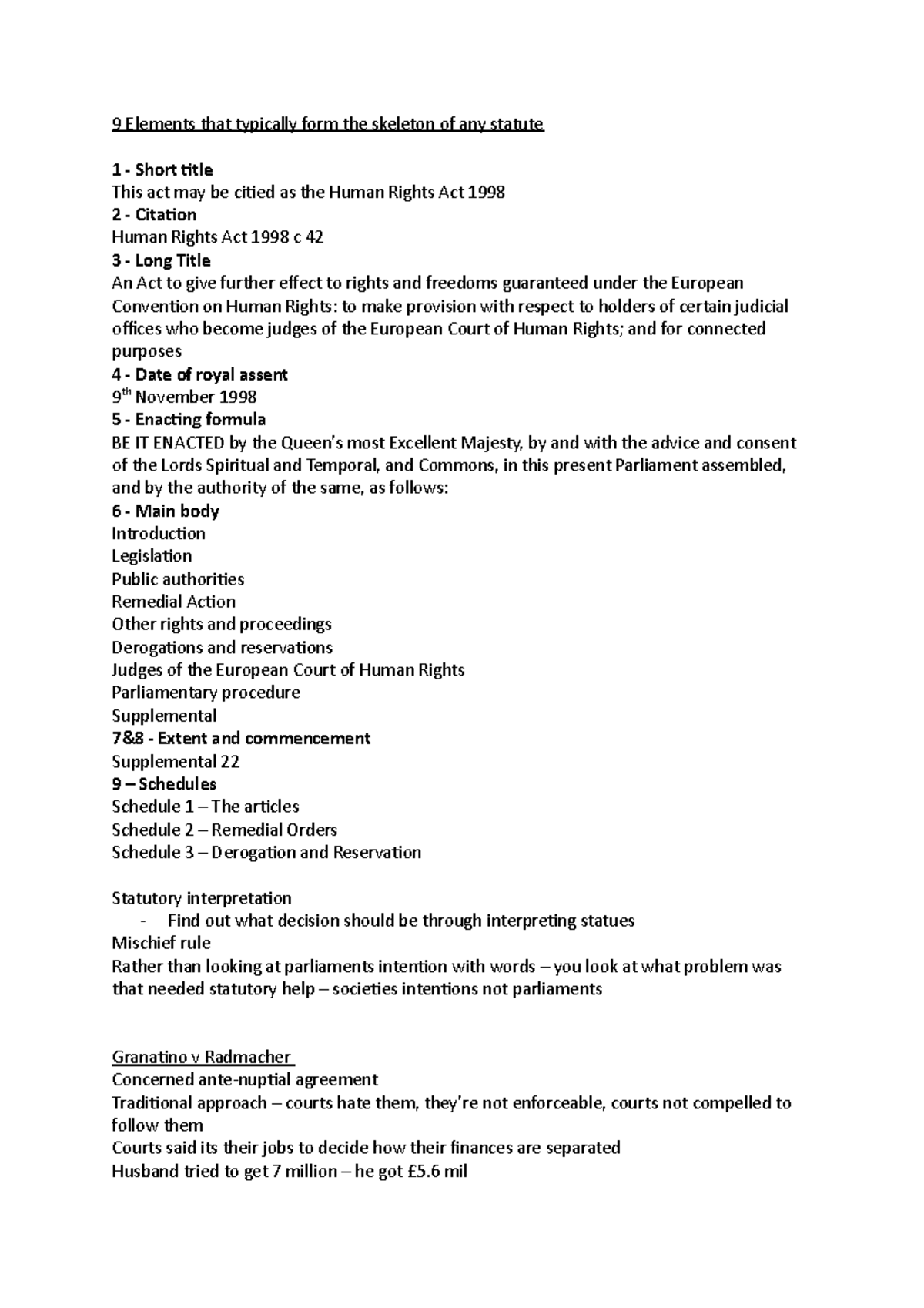 Skeleton of a Statute - 9 Elements that typically form the skeleton of ...