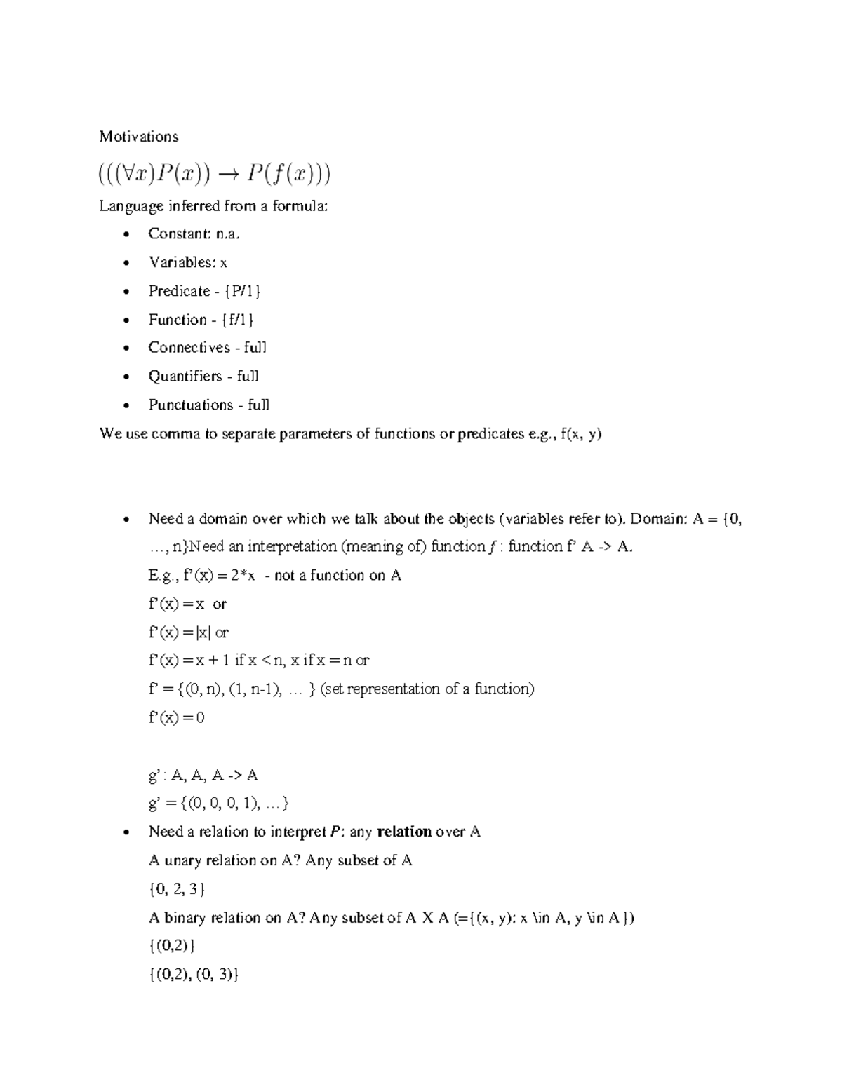 CS5374 Notes 5. - Motivations Language inferred from a formula ...