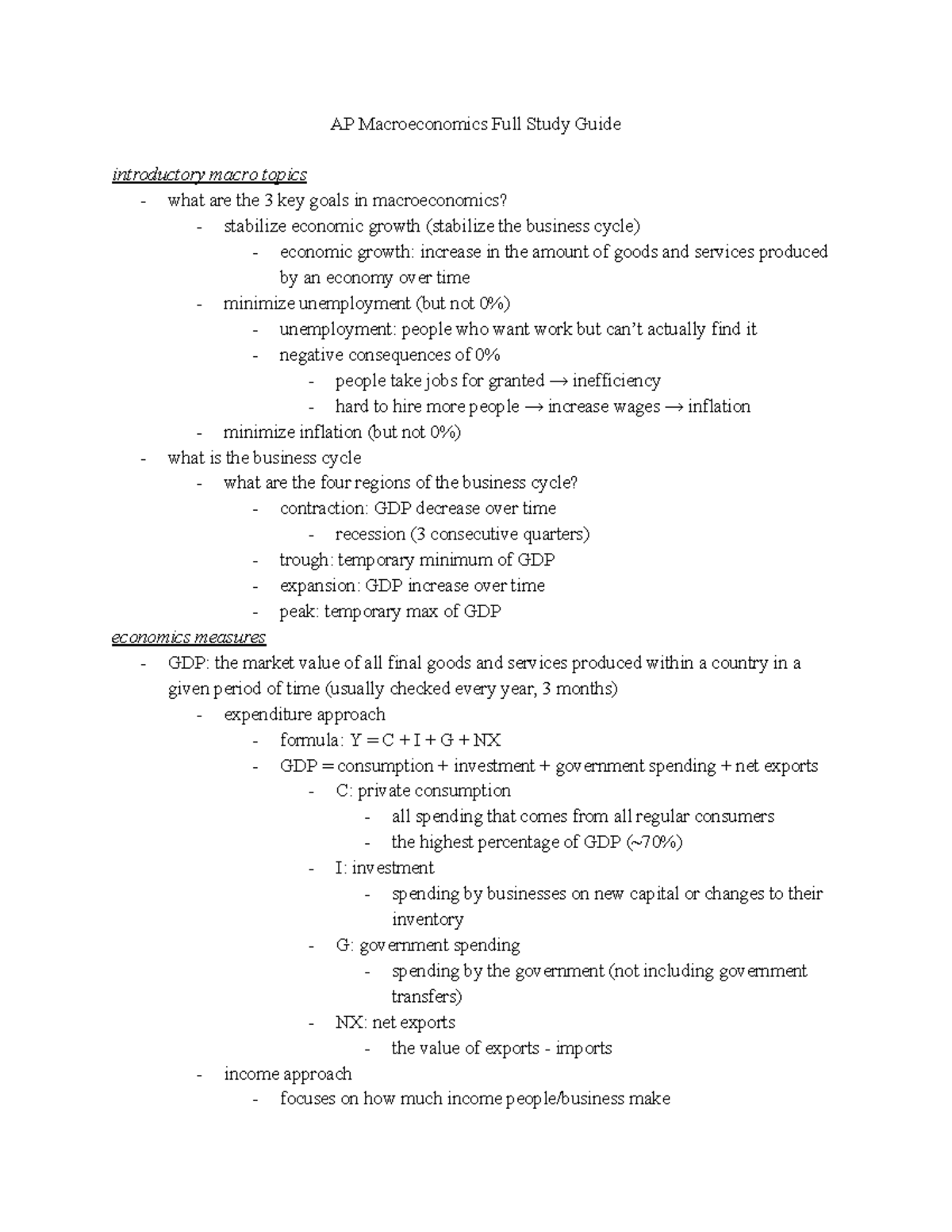 AP Macroeconomics FULL STUDY GUIDE - AP Macroeconomics Full Study Guide ...