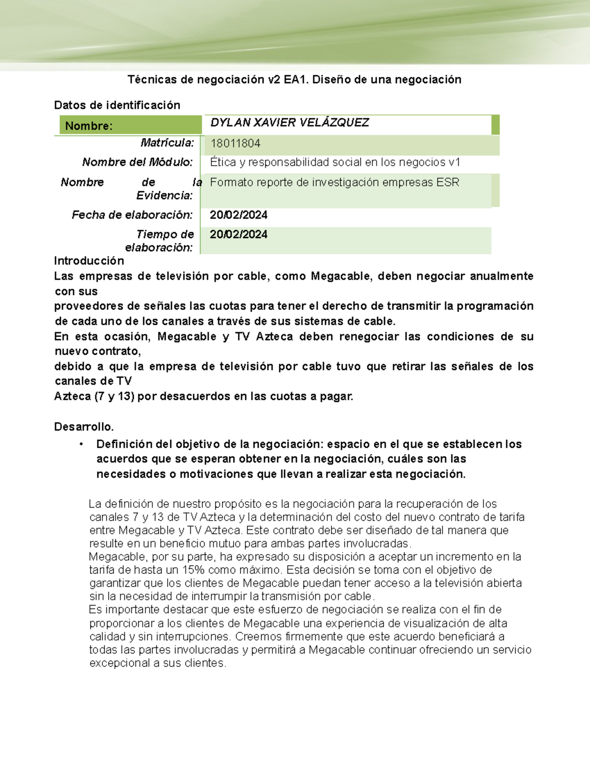 Velazquez Dylan Diseño negociación 2 - Técnicas de negociación v2 EA1 ...