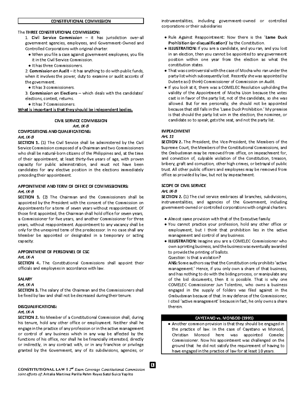 2nd Reviewer Constitutional Commission - 1 CONSTITUTIONAL LAW 1 2 nd ...